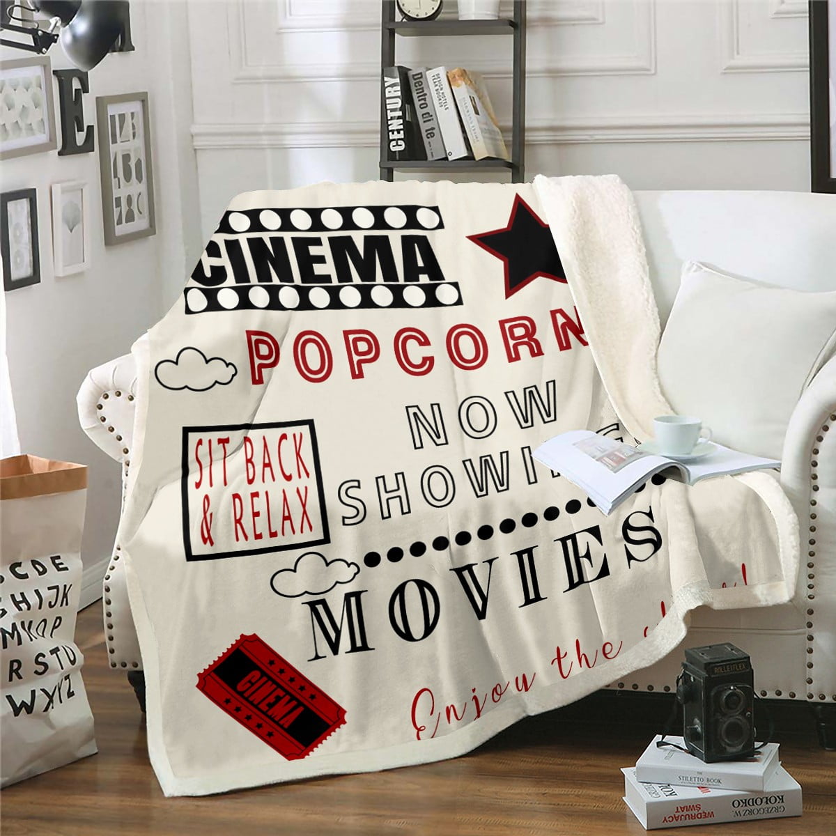 Vintage Cinema Style Blanket Movie Themed Throw Blanket, Home Theater ...