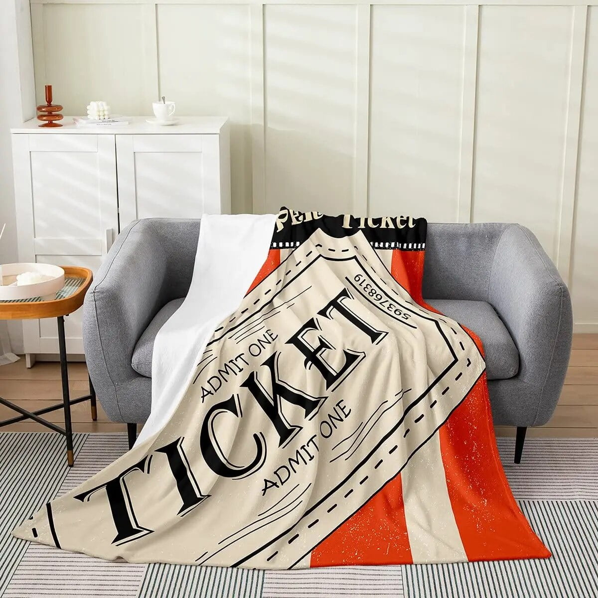 Vintage Cinema Ticket Throw Blanket Retro Movie Theater Poster Blanket Popcorn Soft Flannel ...