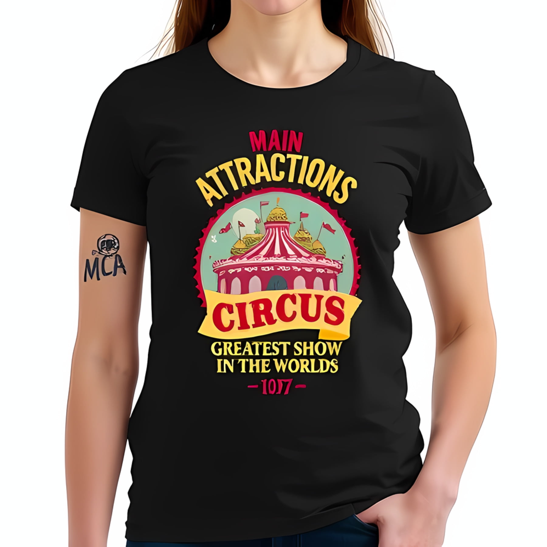 Vintage Circus Design Cotton Short Sleeve T-Shirt - " Main Attractions ...