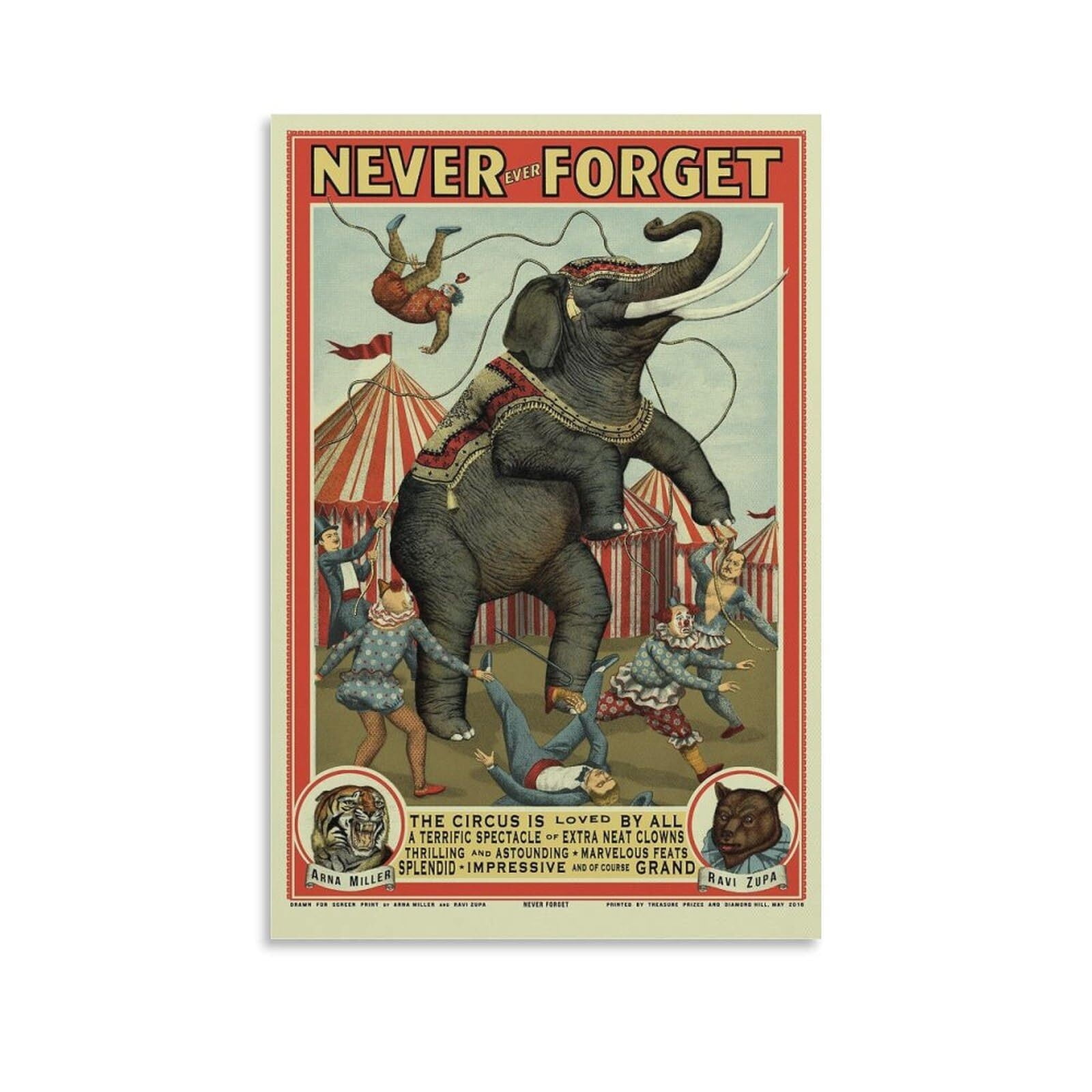 Vintage Circus Elephant Show Program Retro Poster Modern Home Canvas ...