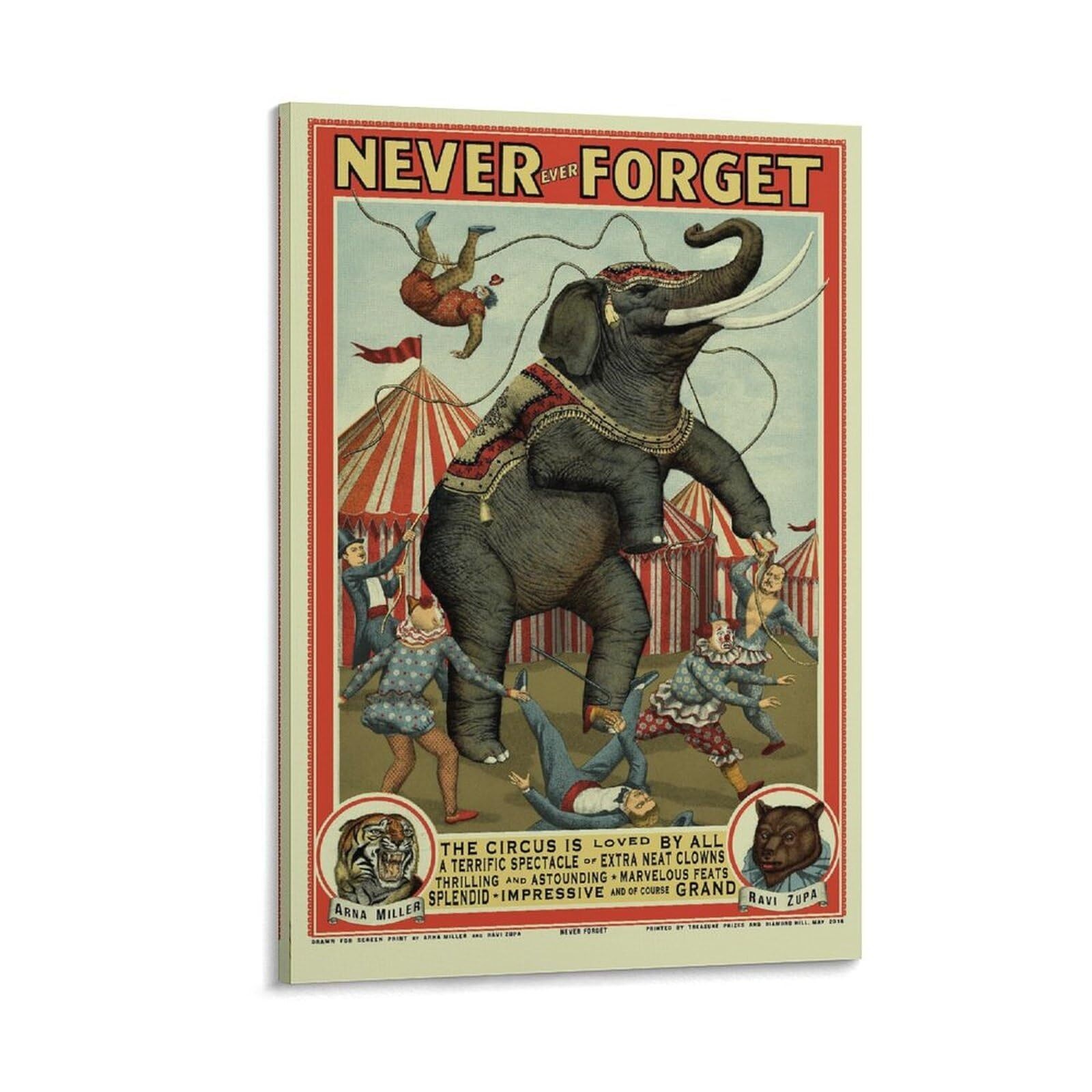 Vintage Circus Elephant Show Program Retro Poster Modern Home Canvas ...