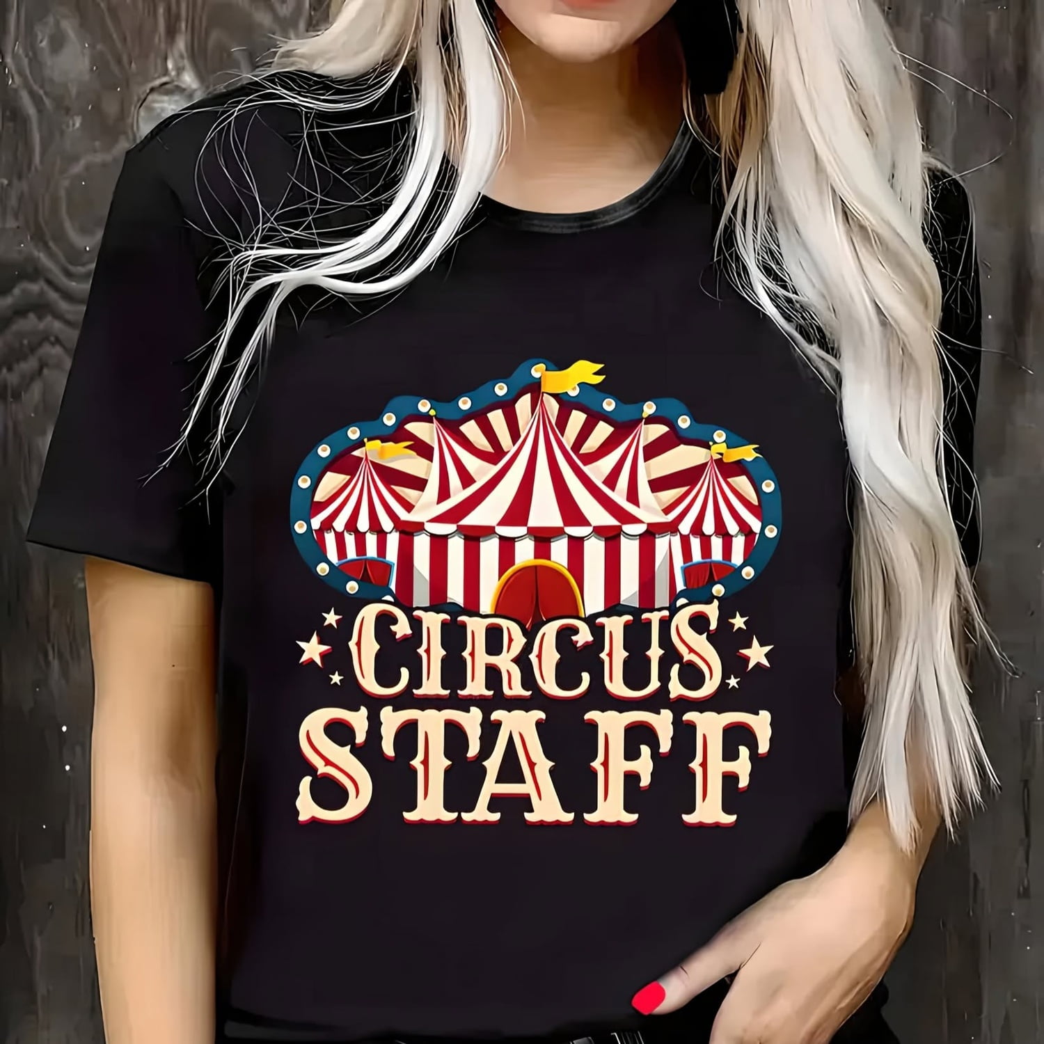 Vintage Circus Staff Graphic T-S1Hirt - Loose Firew Neck T1EE - Walmart.com