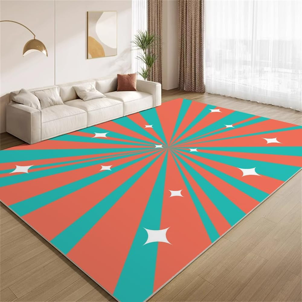 Vintage Circus Starburst Area Rug Colorful Geometric Rugs Modern ...