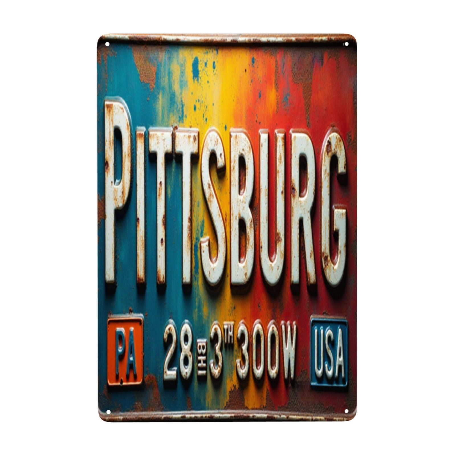 Vintage City License Plate Pittsburgh,Pa Wall Decor Metal Tin Sign For ...