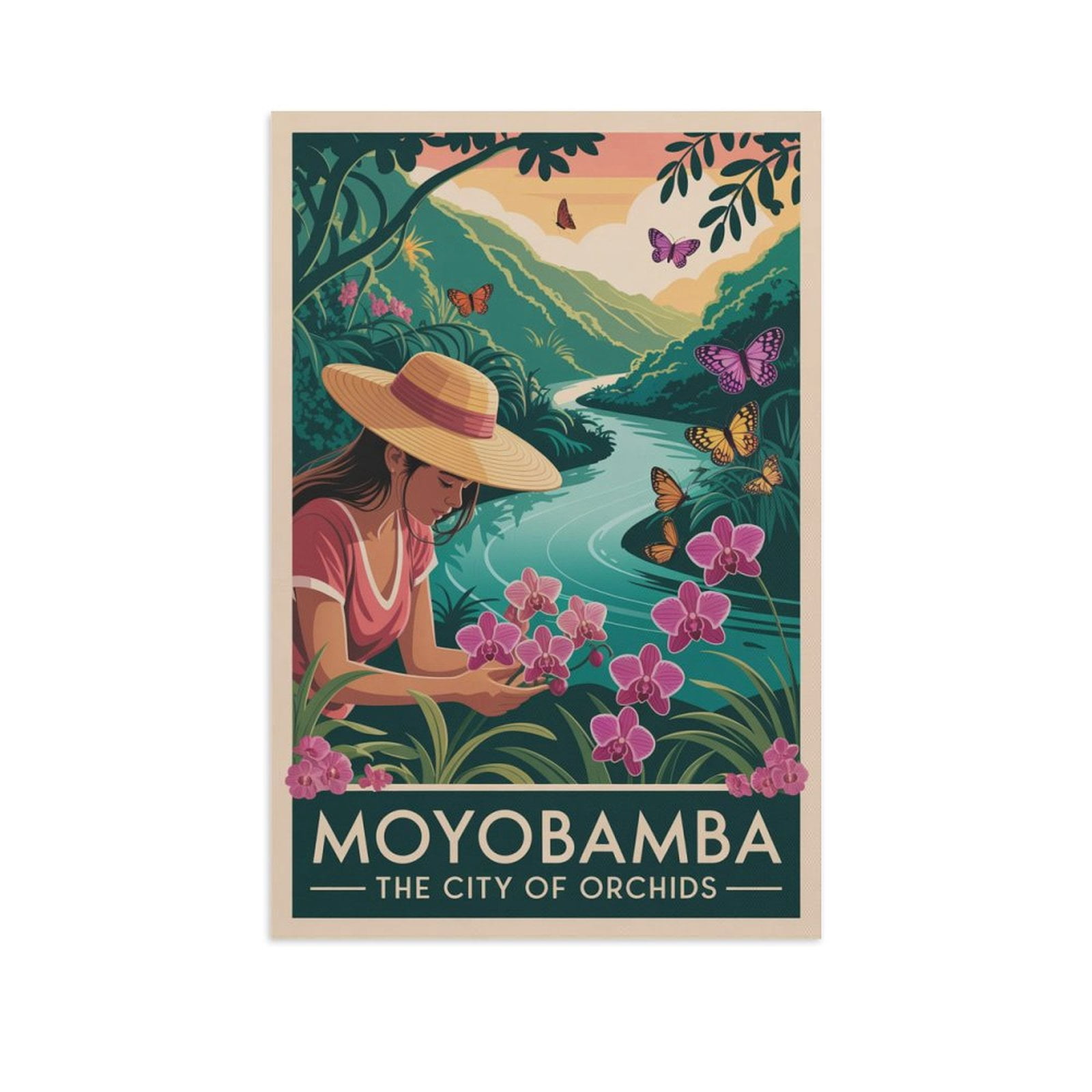 Vintage City Travel Poster of Moyobamba Peru with Botanical Wonder And ...