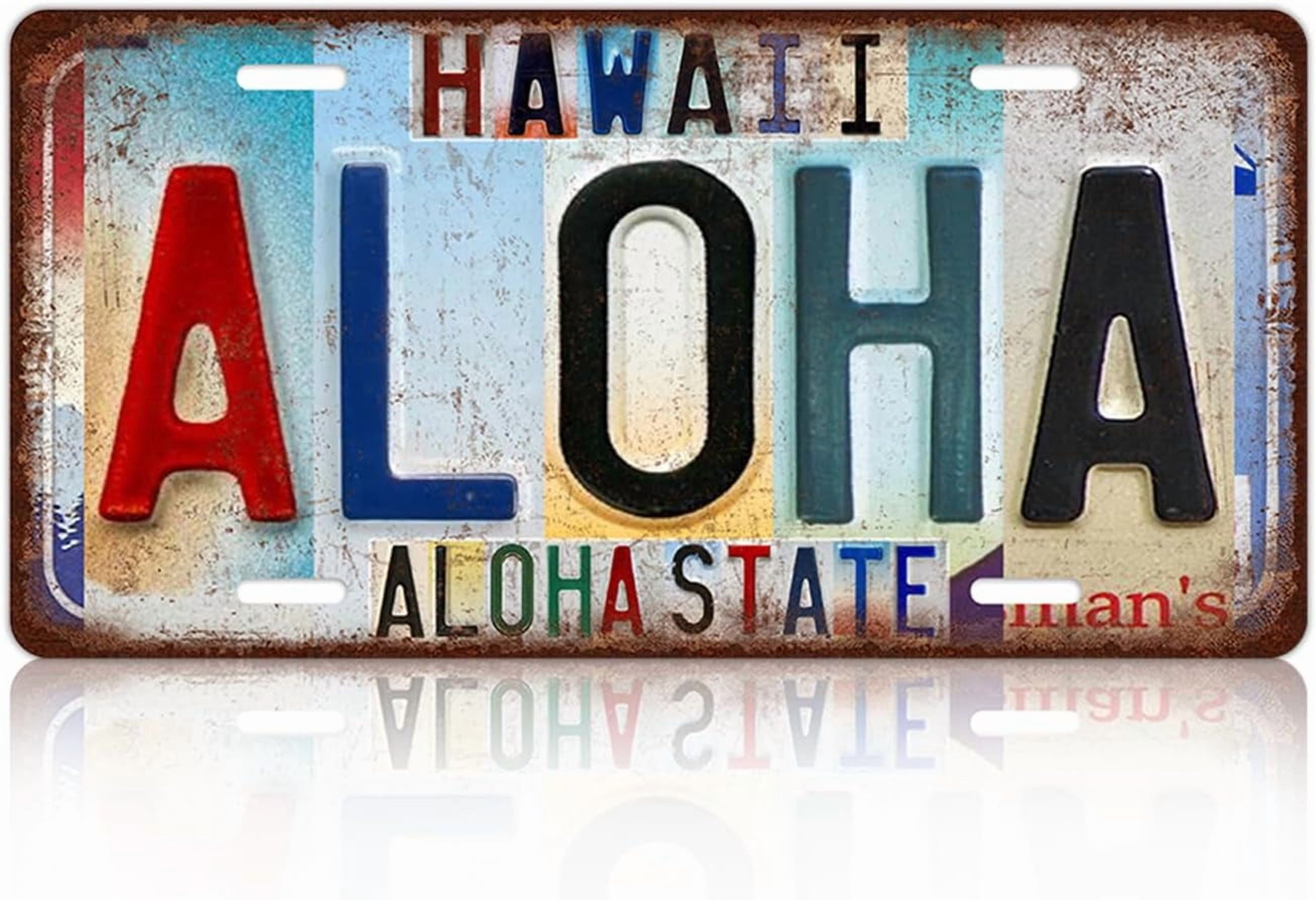 Vintage City Wall Decor Hawaii Aloha License Plate Metal Sign Tin Signs ...