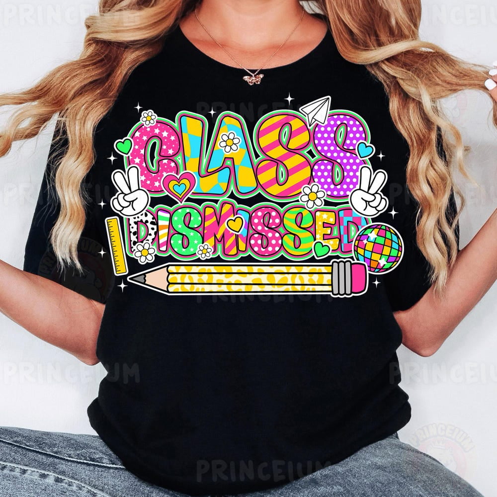 Vintage Class Dismissed, Colorful Teacher, End Of School Year, Retro Pencil Clipart, Class ...