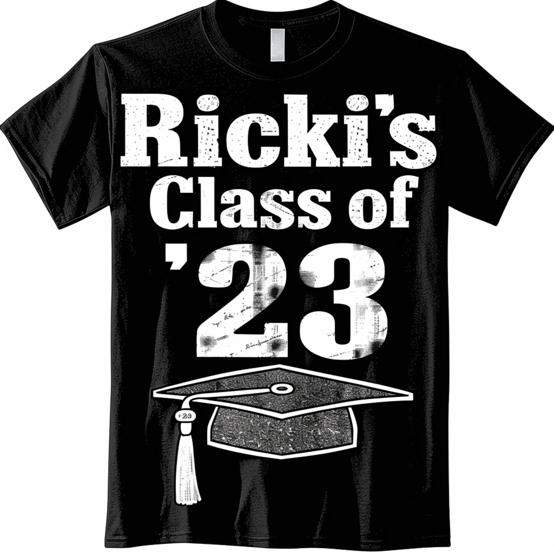 Vintage Class of '23 Graduation Tee with Cap & Gown Personalize with ...