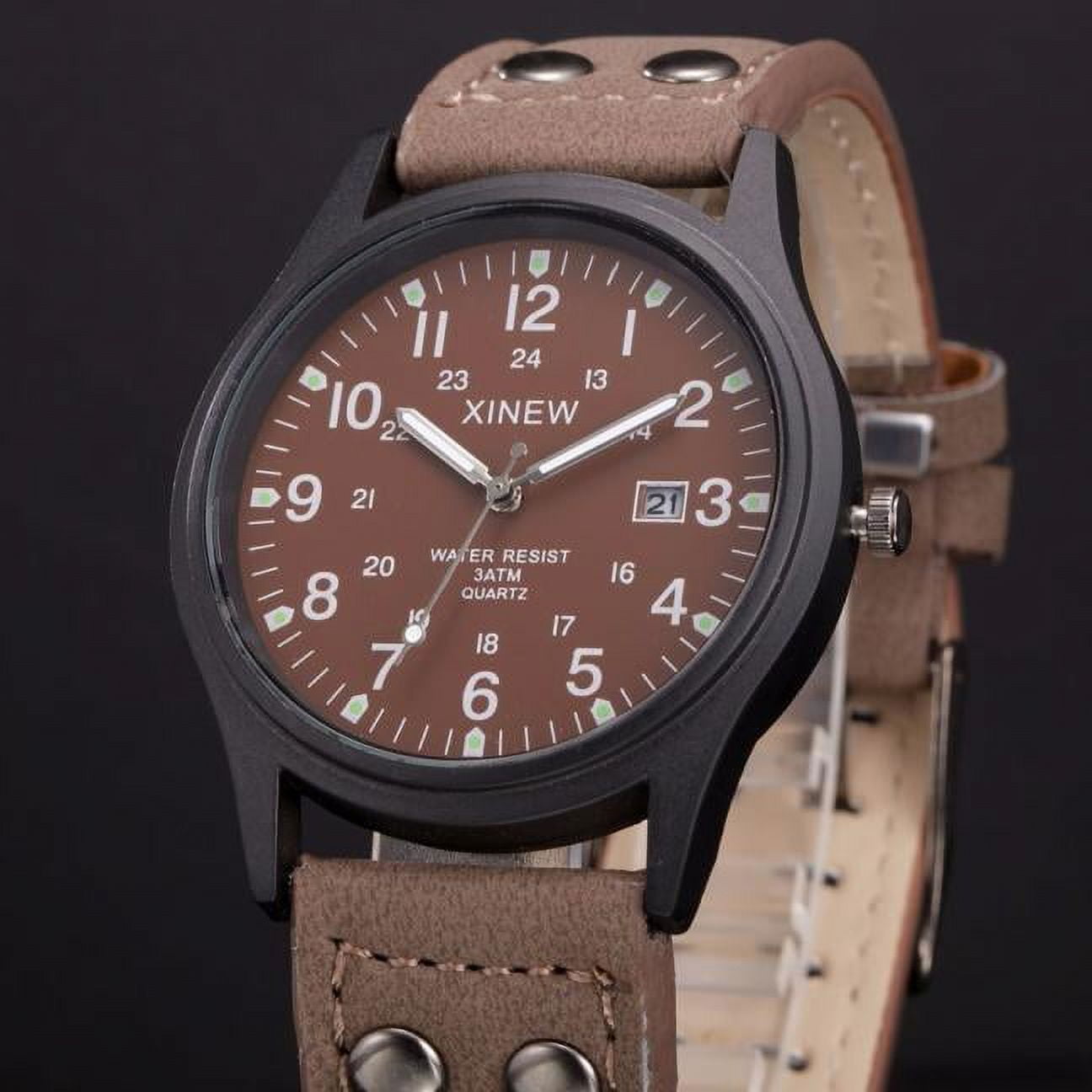 Vintage Classic Men's Waterproof Countdown Timer Watch Date Leather ...