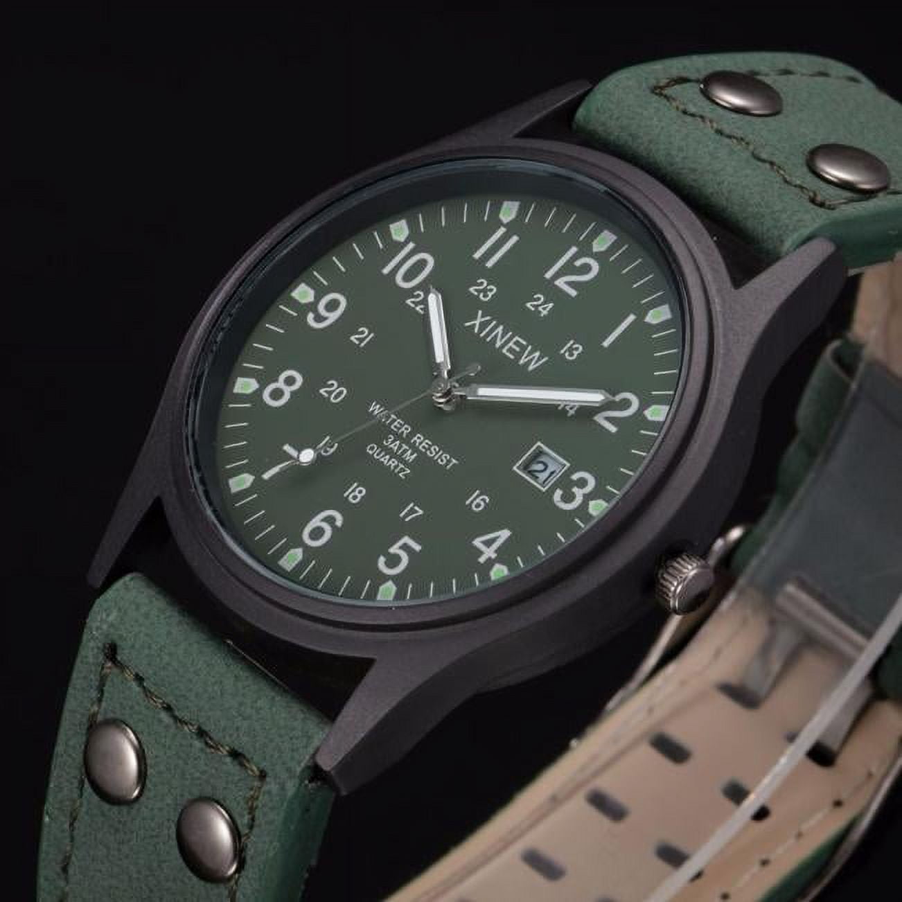 Vintage Classic Men's Waterproof Date Leather Strap Sport Quartz Army ...
