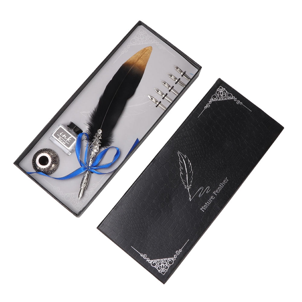 Vintage Classical Fountain Pen Set with Gift Box, Feather Quill Dip Pen ...