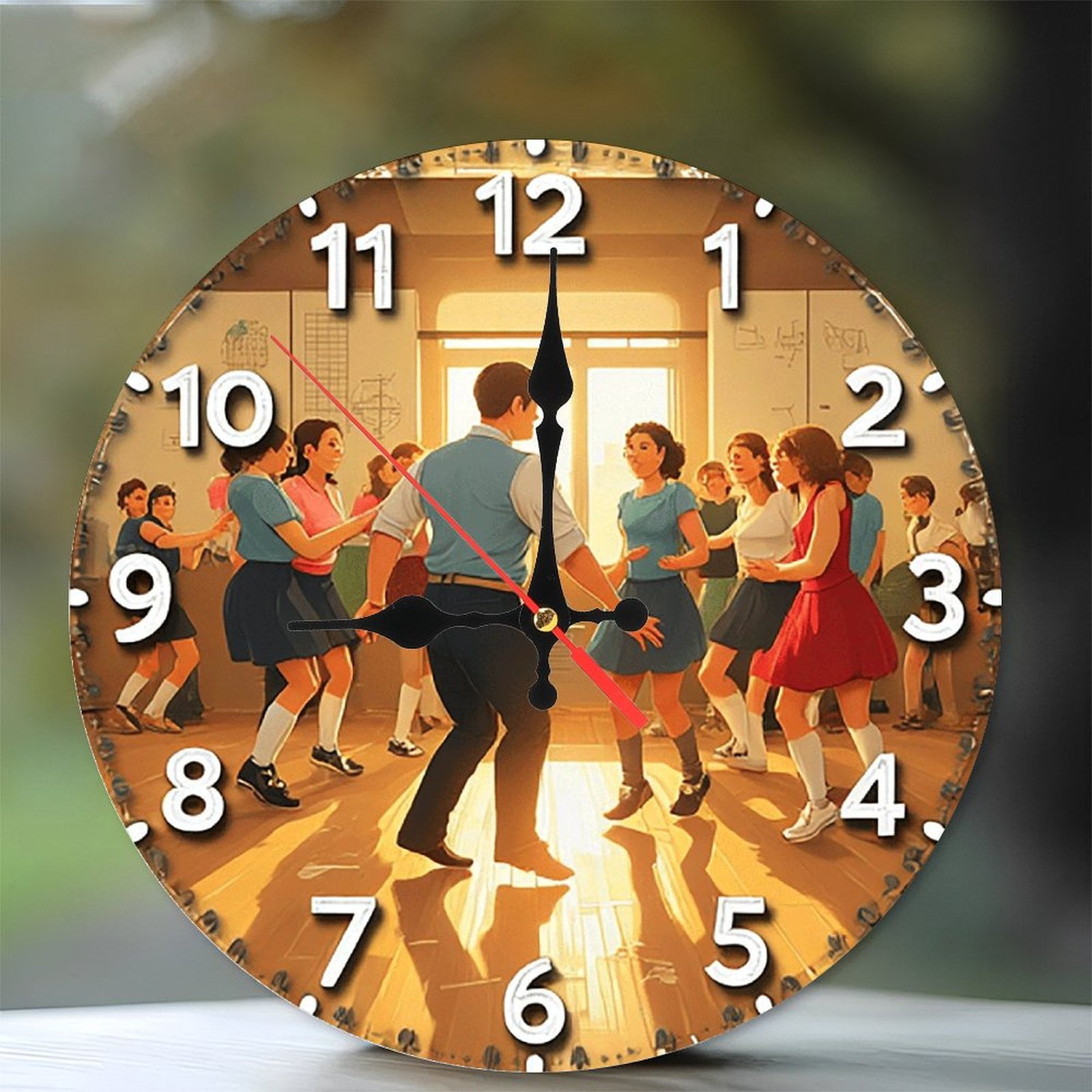 Vintage Classroom Dance Wall Clock Retro Decor 10-Inch Silent Wooden ...