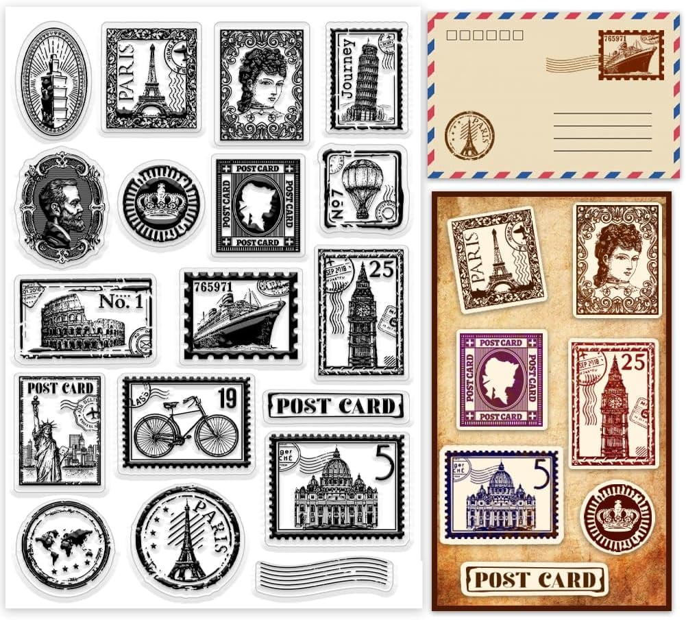 Vintage Clear Stamp Postage Rubber Stamp Badge Travel Silicone Stamp ...