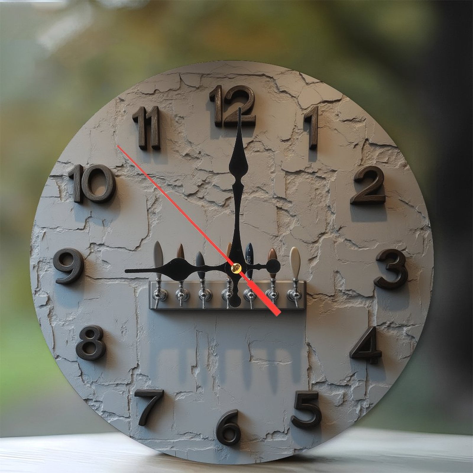 Vintage Clock Wall Decor with Eight Beer Tap Handles 10-Inch Silent ...