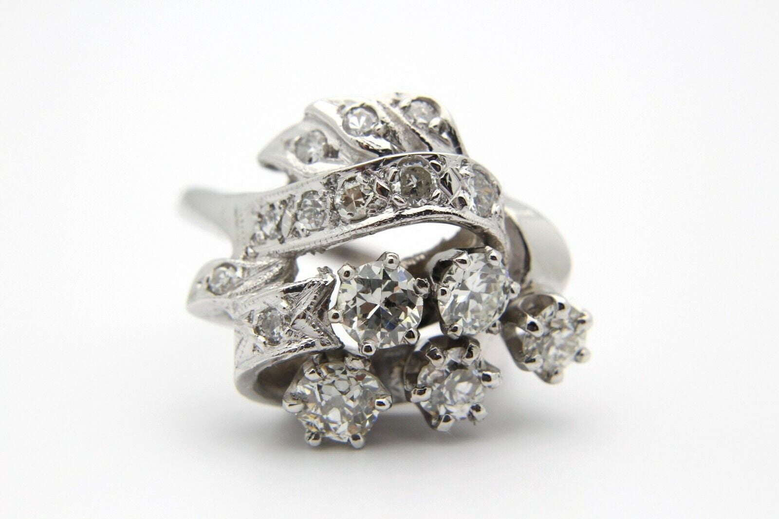 Vintage Cluster Diamond Engagement Ring, Estate Diamond Ring, Fancy ...