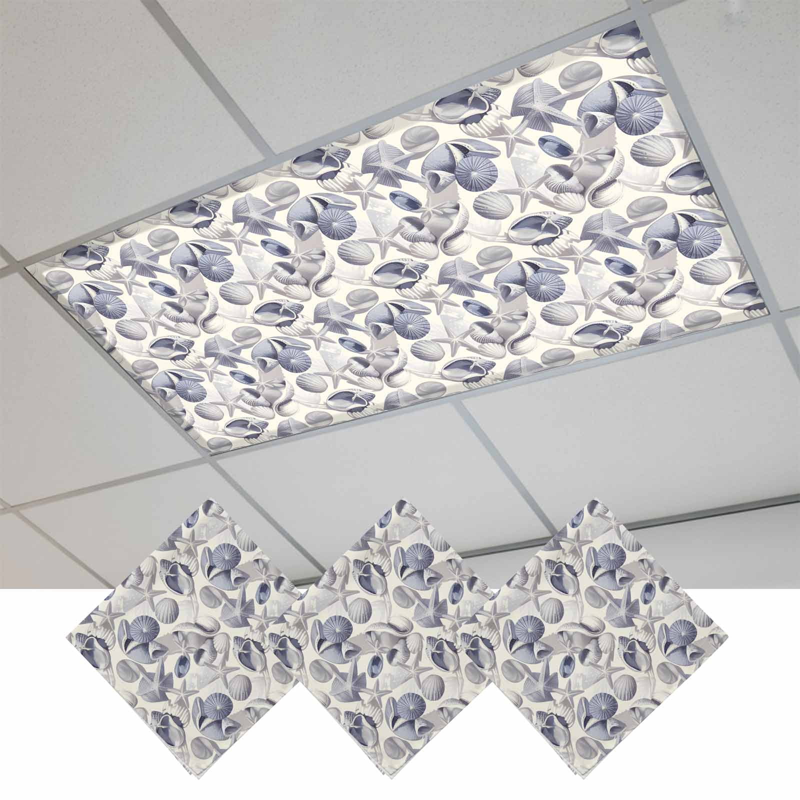 Vintage Coastal Magnetic Fluorescent Light Covers for Ceiling Lights 2 ...