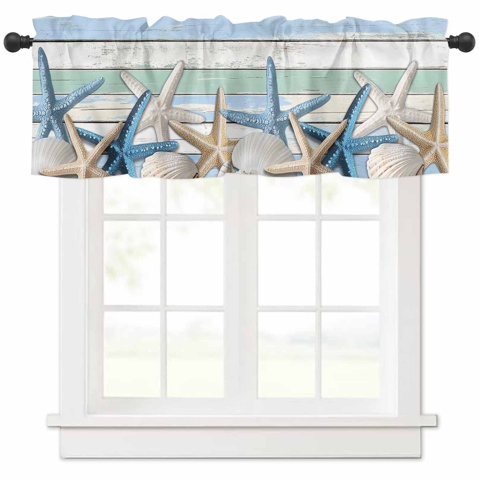 Vintage Coastal Valances for Windows Farmhouse Kitchen Curtains ...