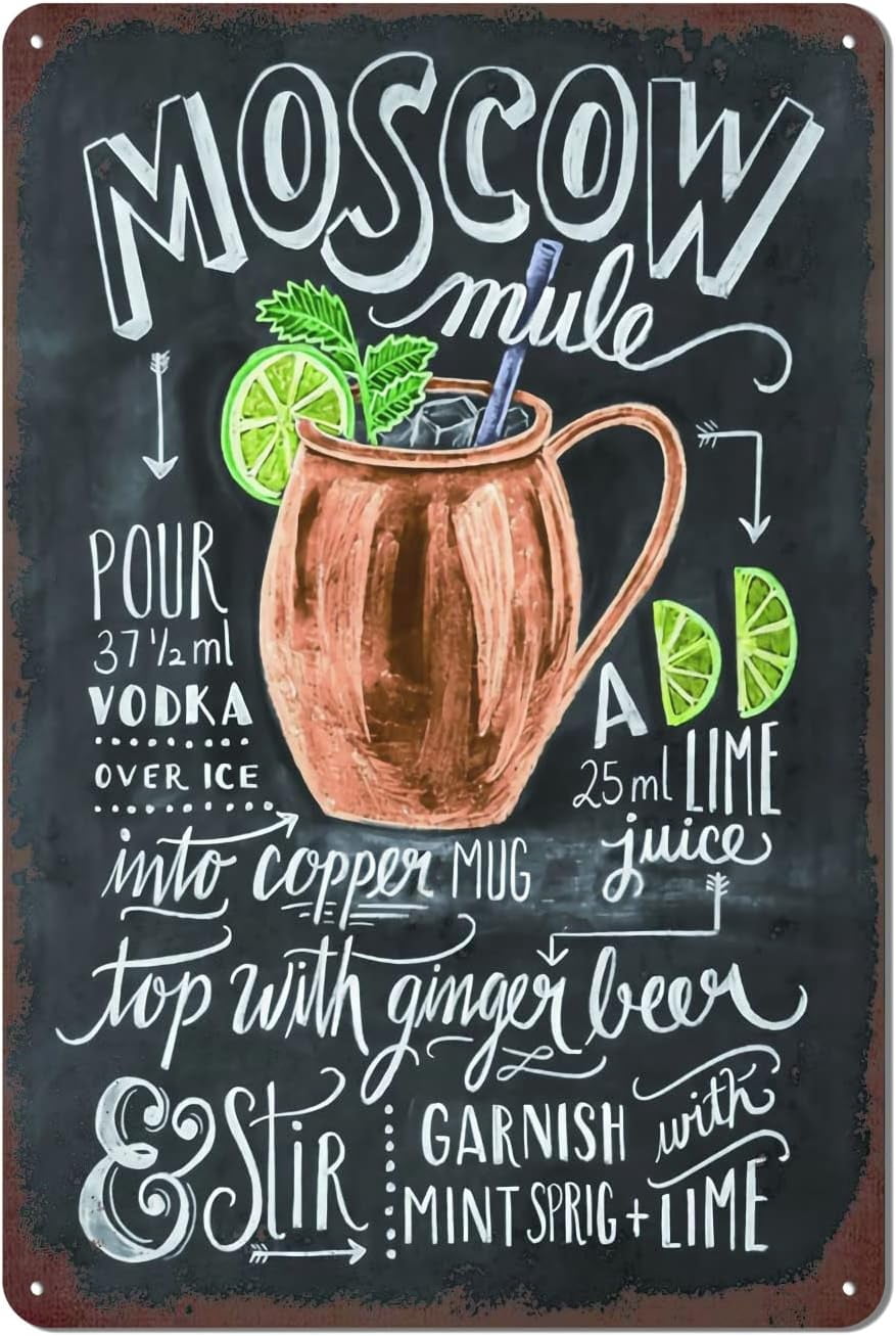 Vintage Cocktail Bar Sign, Cocktail Recipe Metal Sign, Bar Signs for ...