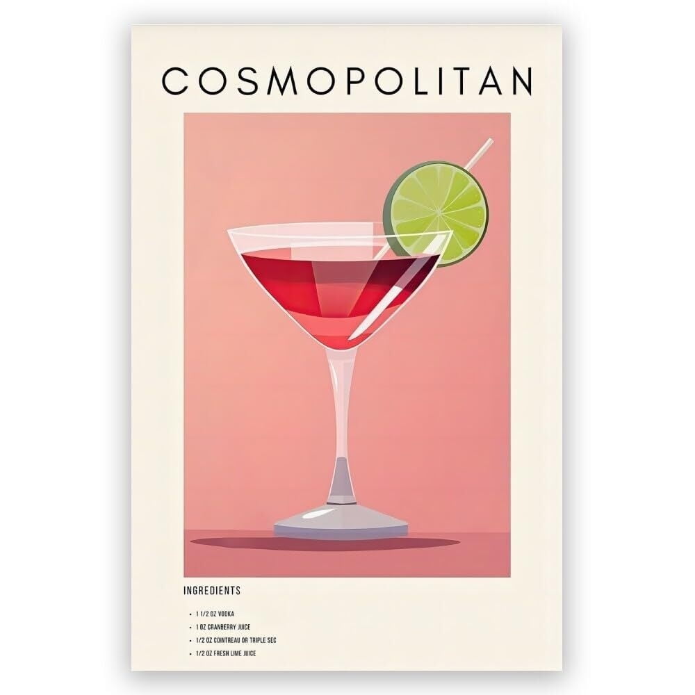 Vintage Cocktail Poster Cocktail Beverages Canvas Wall (4) Decor ...