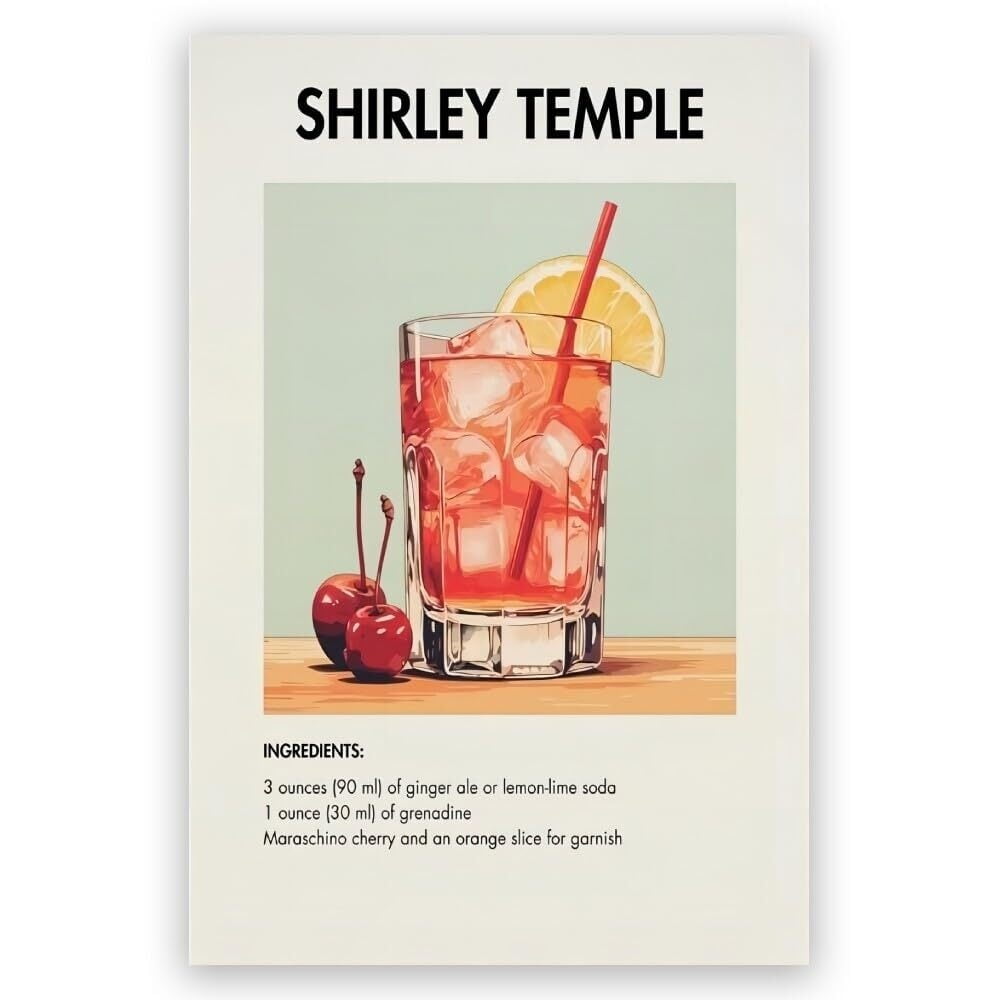 Vintage Cocktail Wall Art Vintage Shirley Temple Cocktail Posters ...