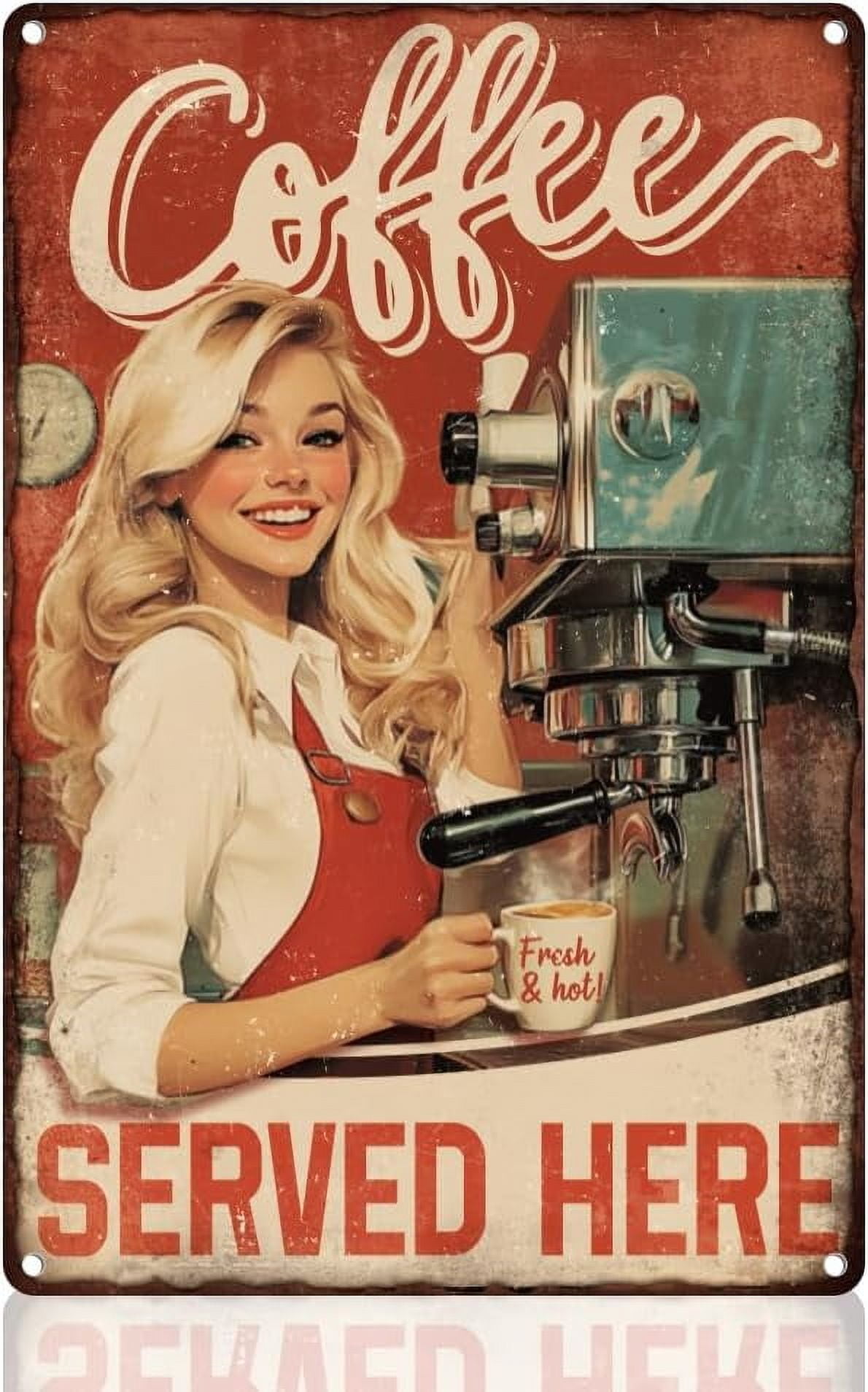 Vintage Coffee Bar Signs - 12x8 Inch Tin Signage with "COFFEE BAR ...