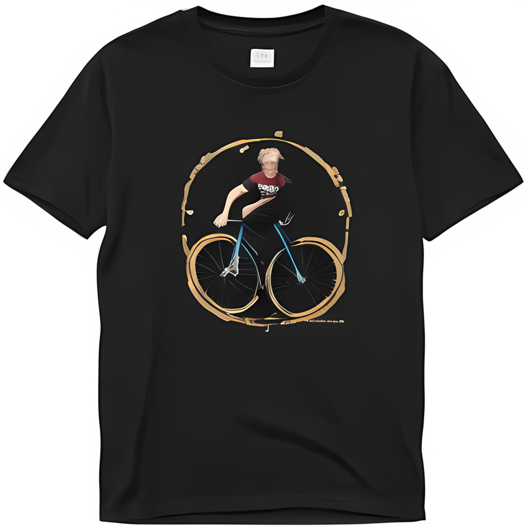 Vintage Coffee Bean Bike Rider t on Black T-Shirt Detailed Gold ...