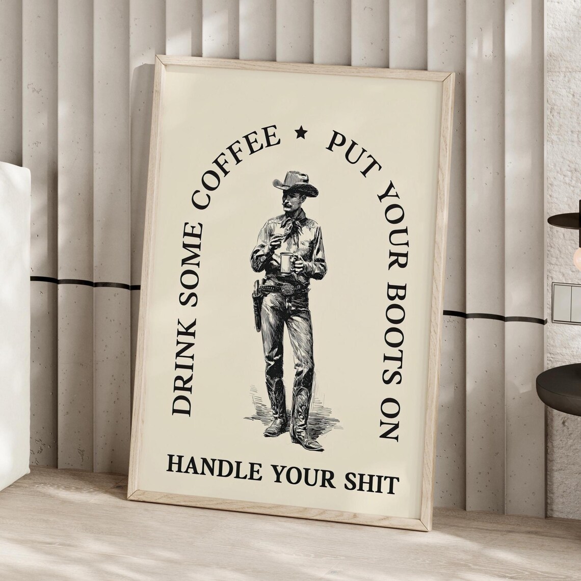 Vintage Coffee Cowboy Wall Art Poster Or Print, Western Kitchen Decor ...