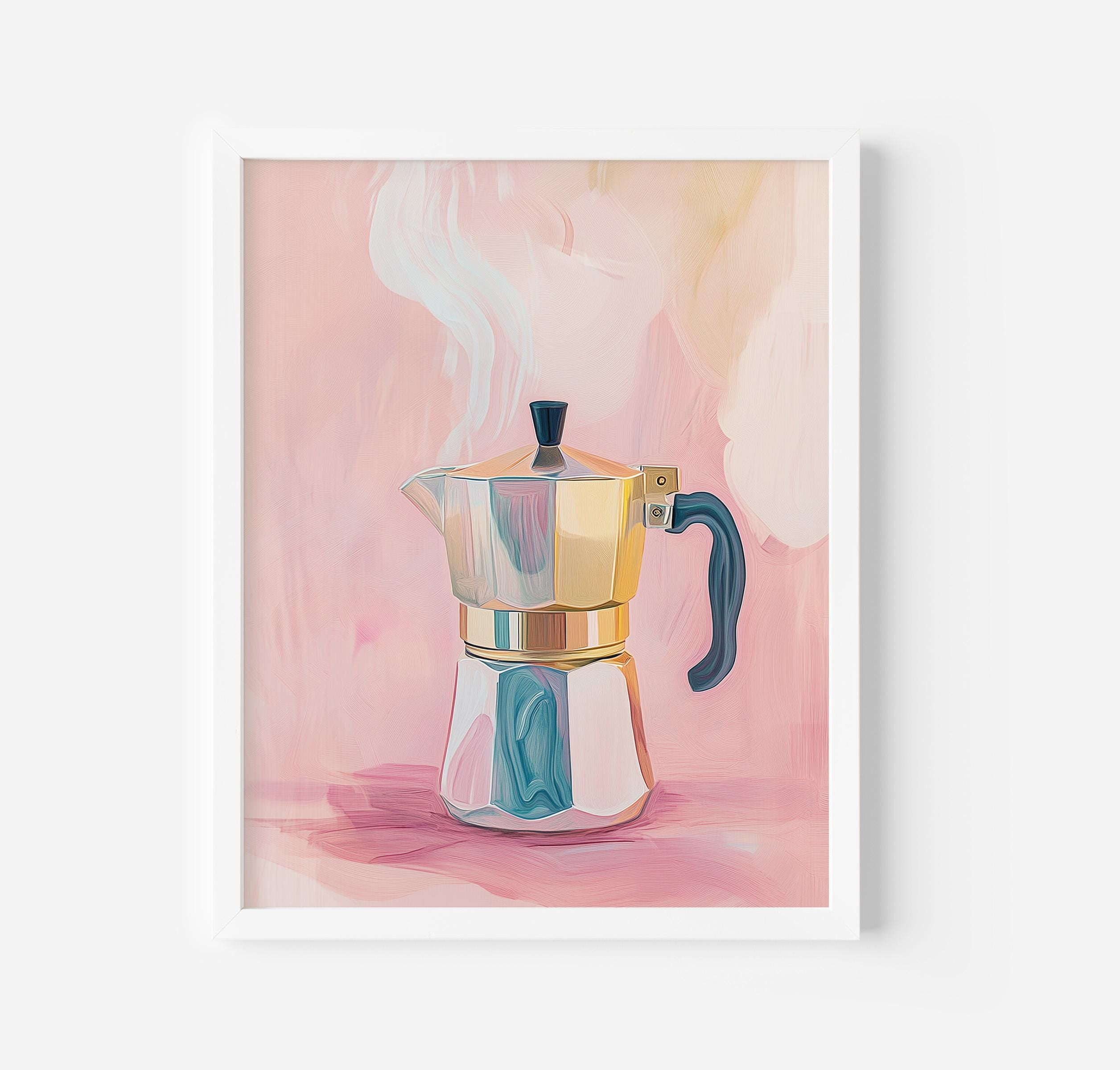 Vintage Coffee Maker Poster Pink Kitchen Poster , Coffee Lover Club Art ...