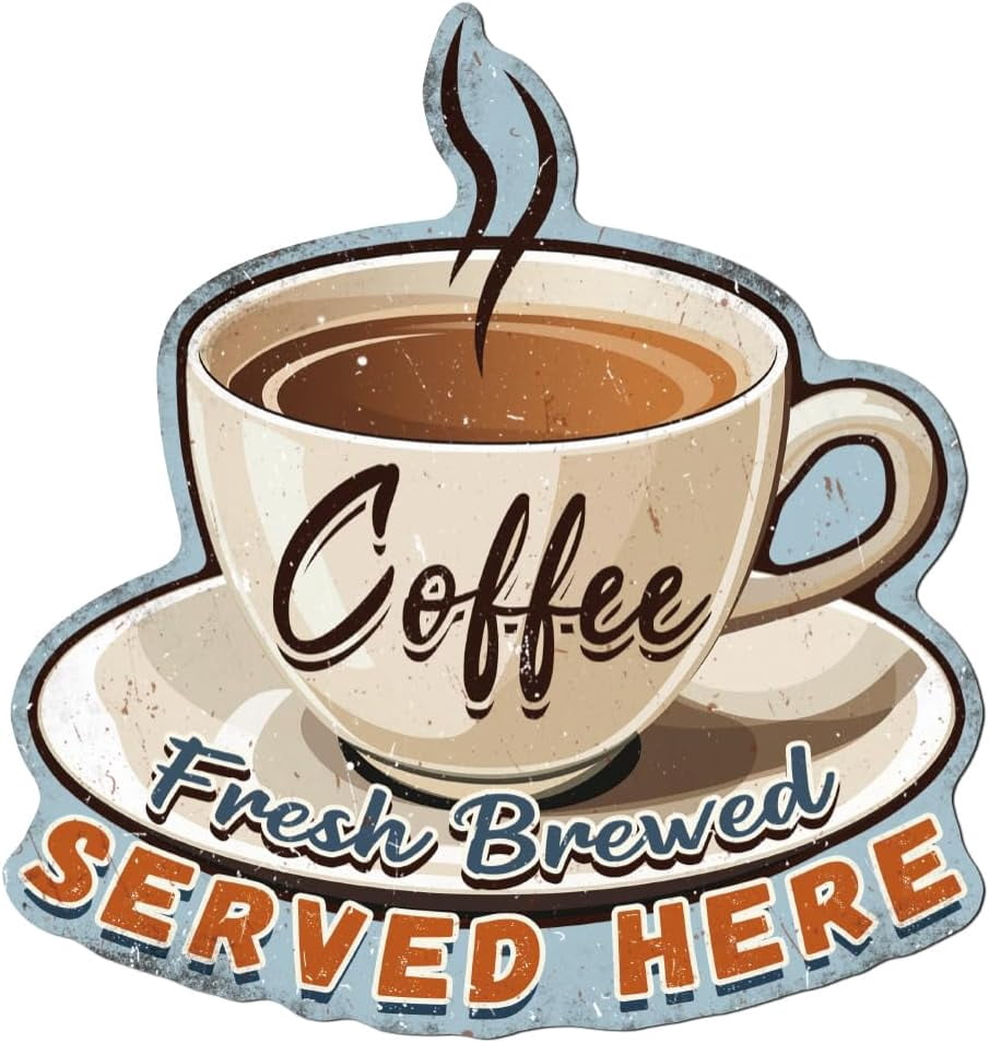 Vintage Coffee Metal Tin Sign 11.5x11 Inch Funny Retro Kitchen Diner ...