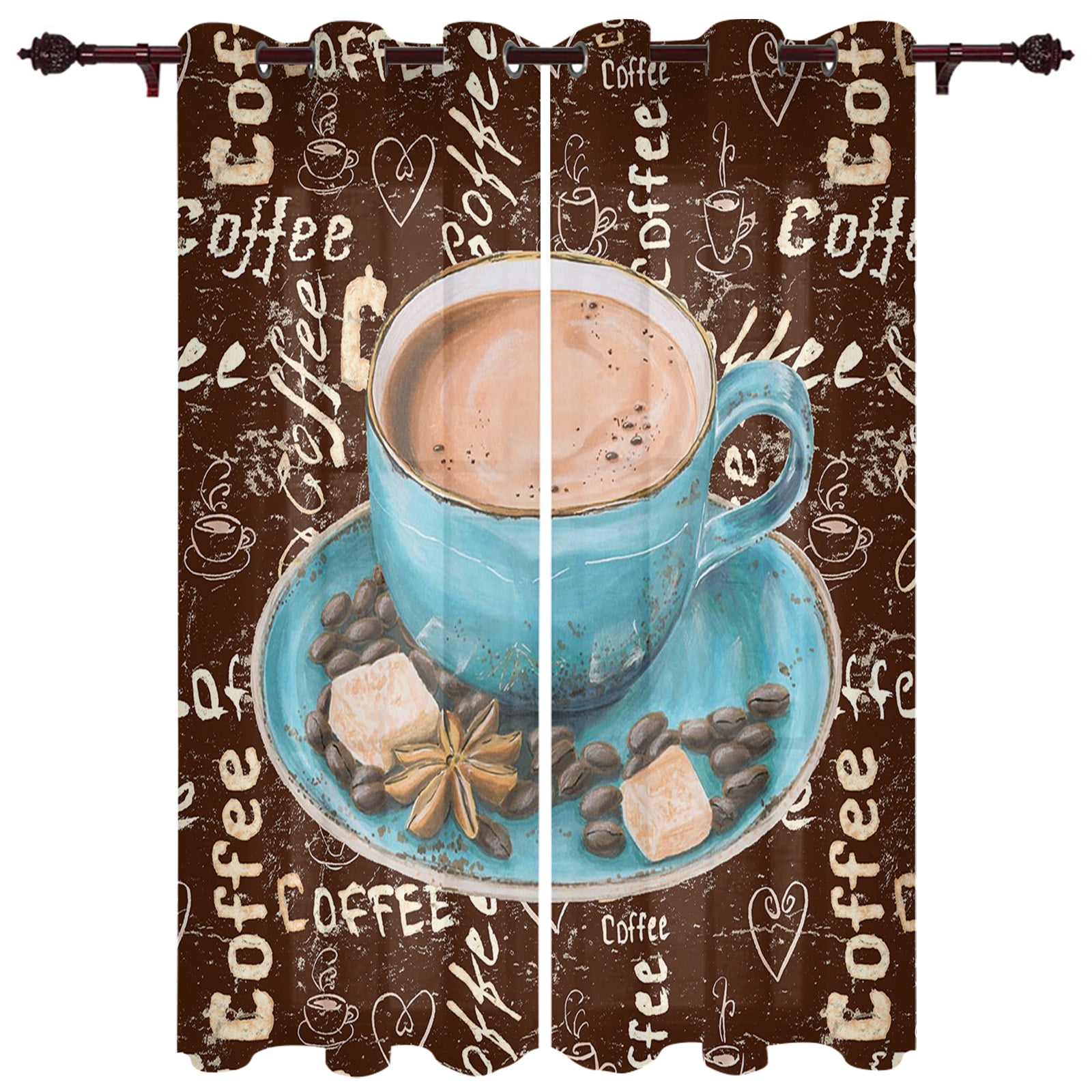 Vintage Coffee Poster Window Curtains for Living Room Home r Child ...