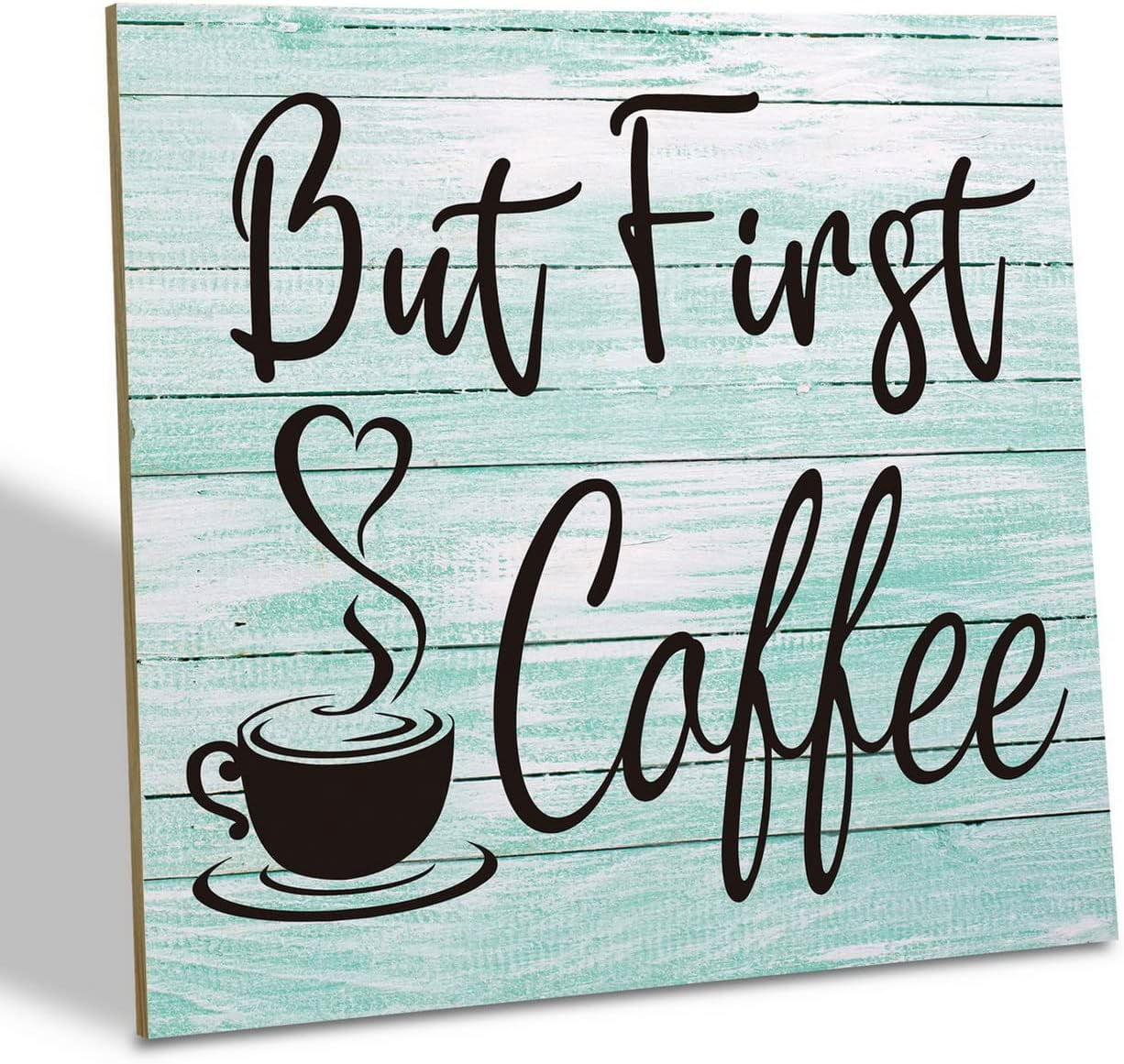 Vintage Coffee Shelf Decor But First Coffee Wood Plaque Table Art Sign ...