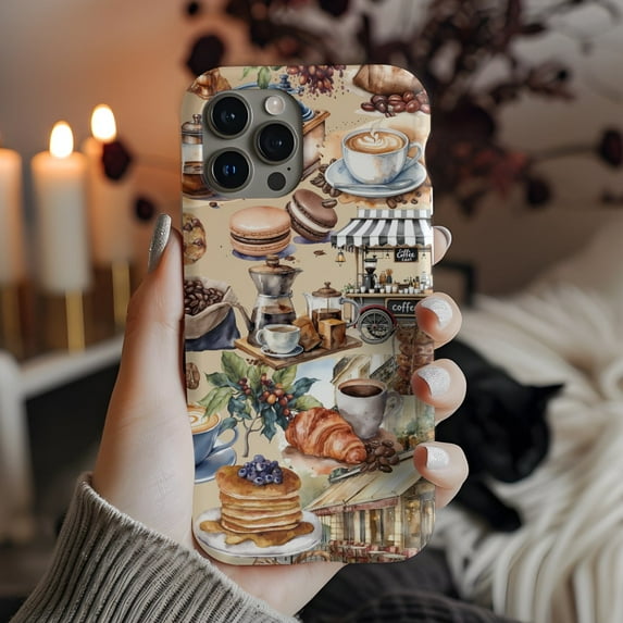Vintage Coffee Shop Cafe Art Themed Phone Case for 17 16 15 14 13 12 11 ...