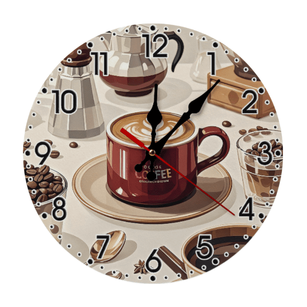 Vintage Coffee-Themed Silent Wooden Decorative Clock with Latte Art ...