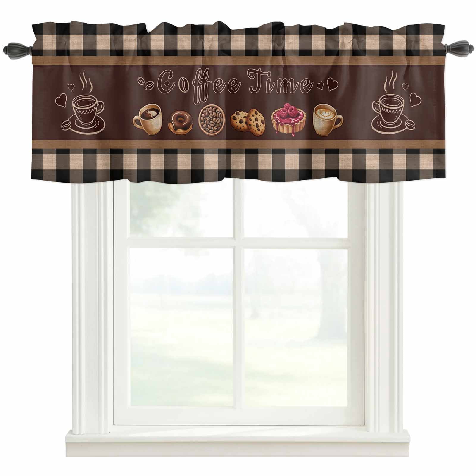 Vintage Coffee Time Rod Pocket Curtain Valance, Farmhouse Desserts ...
