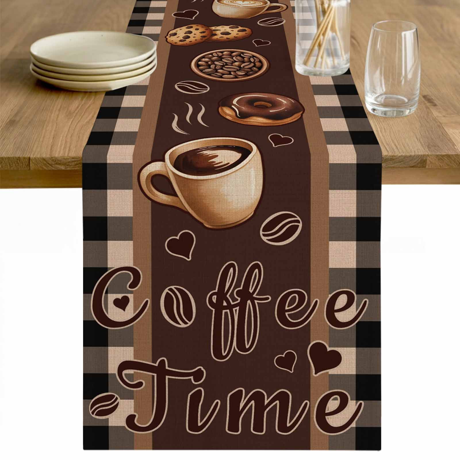 Vintage Coffee Time Table Runner - 90 Inch Long Farmhouse Desserts ...