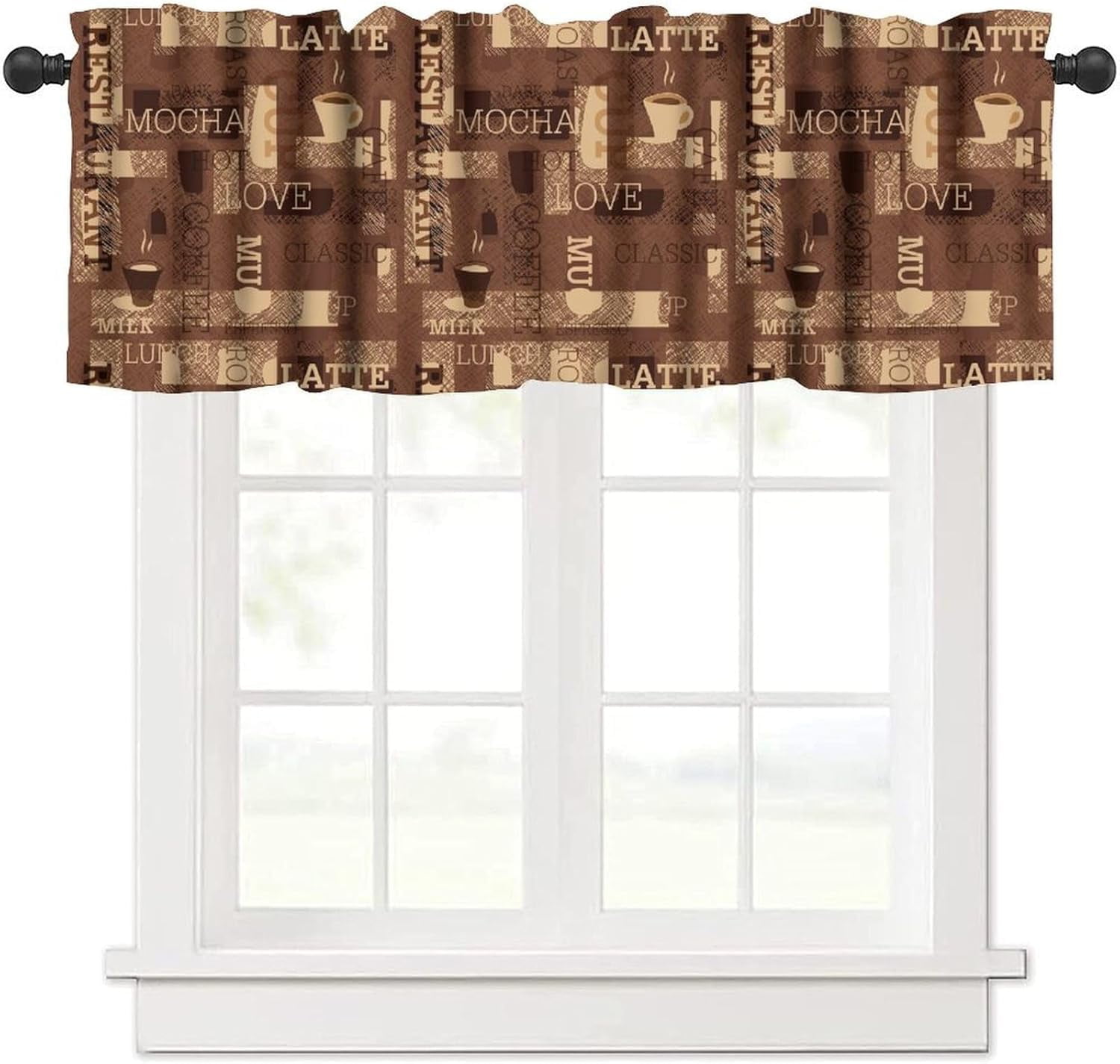 Vintage Coffee Valance Curtains Simple Abstract Aesthetic Brown ...