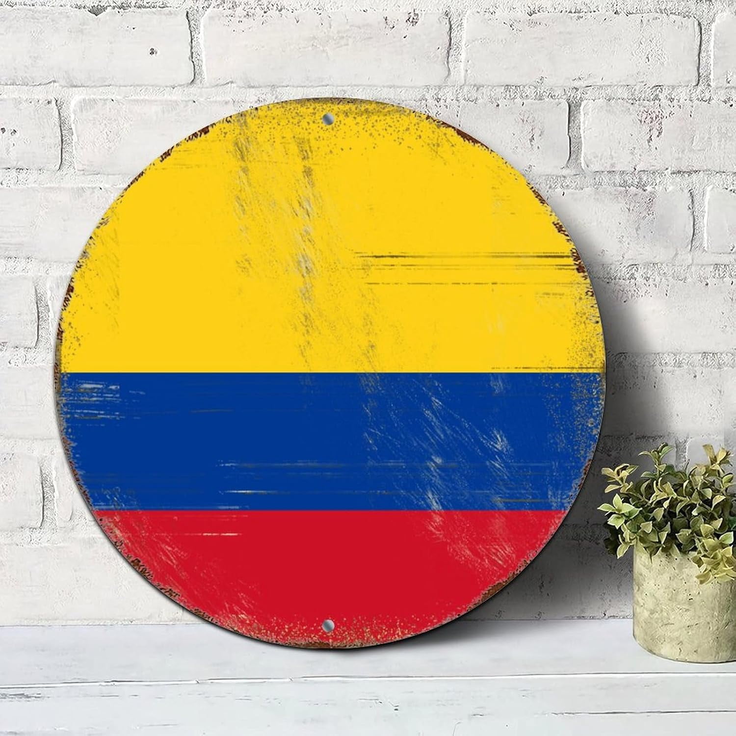 Vintage Colombia National Flag Signs Round Metal Tin Signs Colombia ...