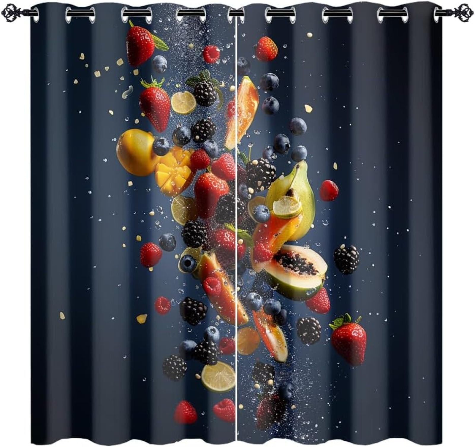 Vintage Colorful Fruits Print Curtains For Living Room Bedroom ...