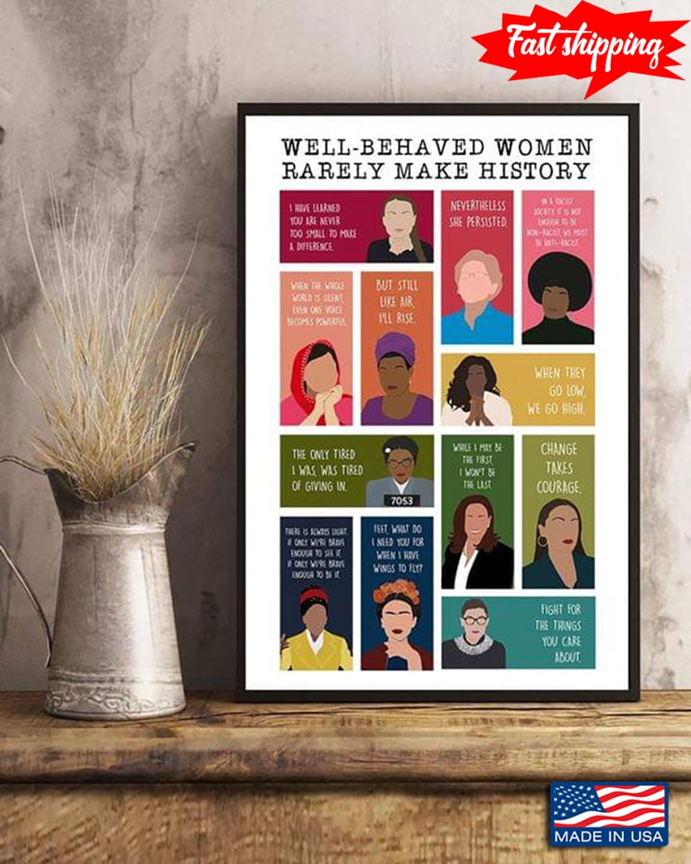 Vintage Colourful Portraits Of Famous Women & Their Quotes Well-behaved ...