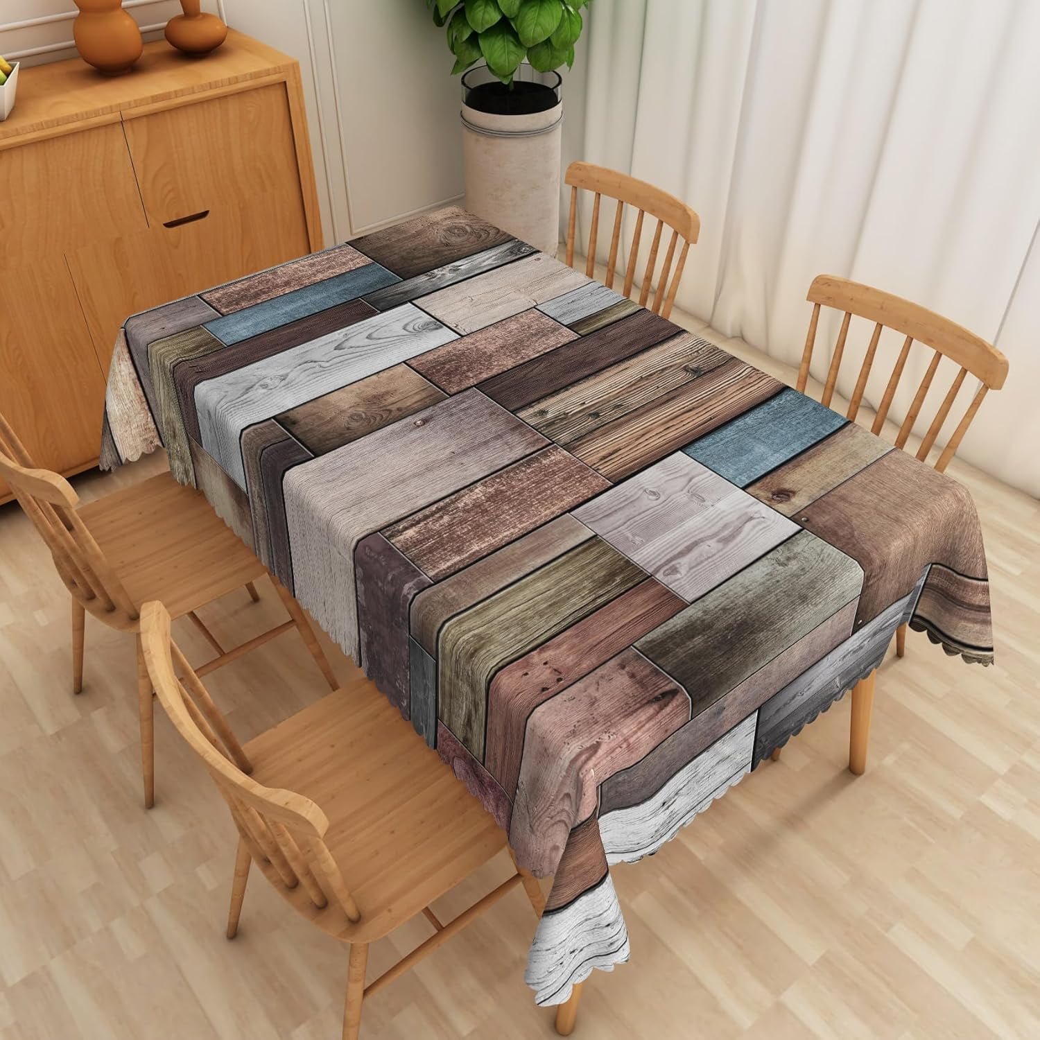 Vintage Colourful Wood Rectangle Tablecloth,30x60 Inch Barn Rustic ...