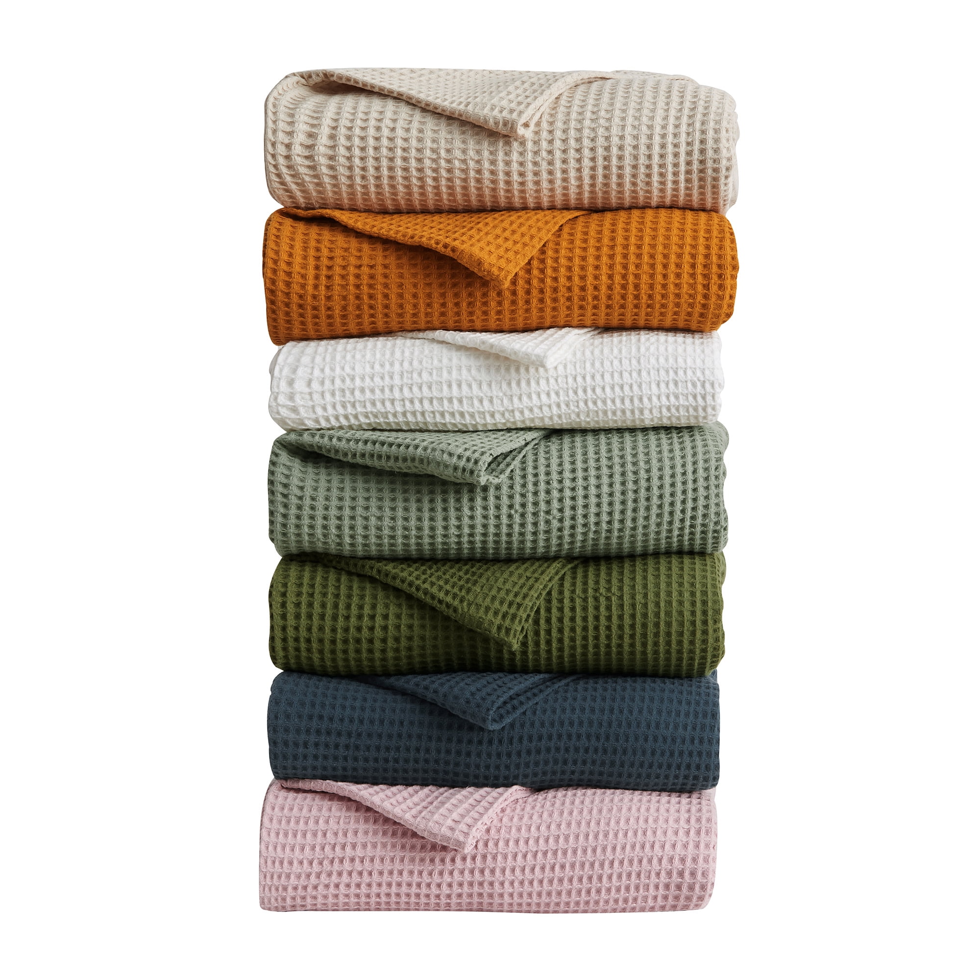 Vintage Comfort 100% Cotton Waffle Weave Thermal Bed Blanket, Twin ...
