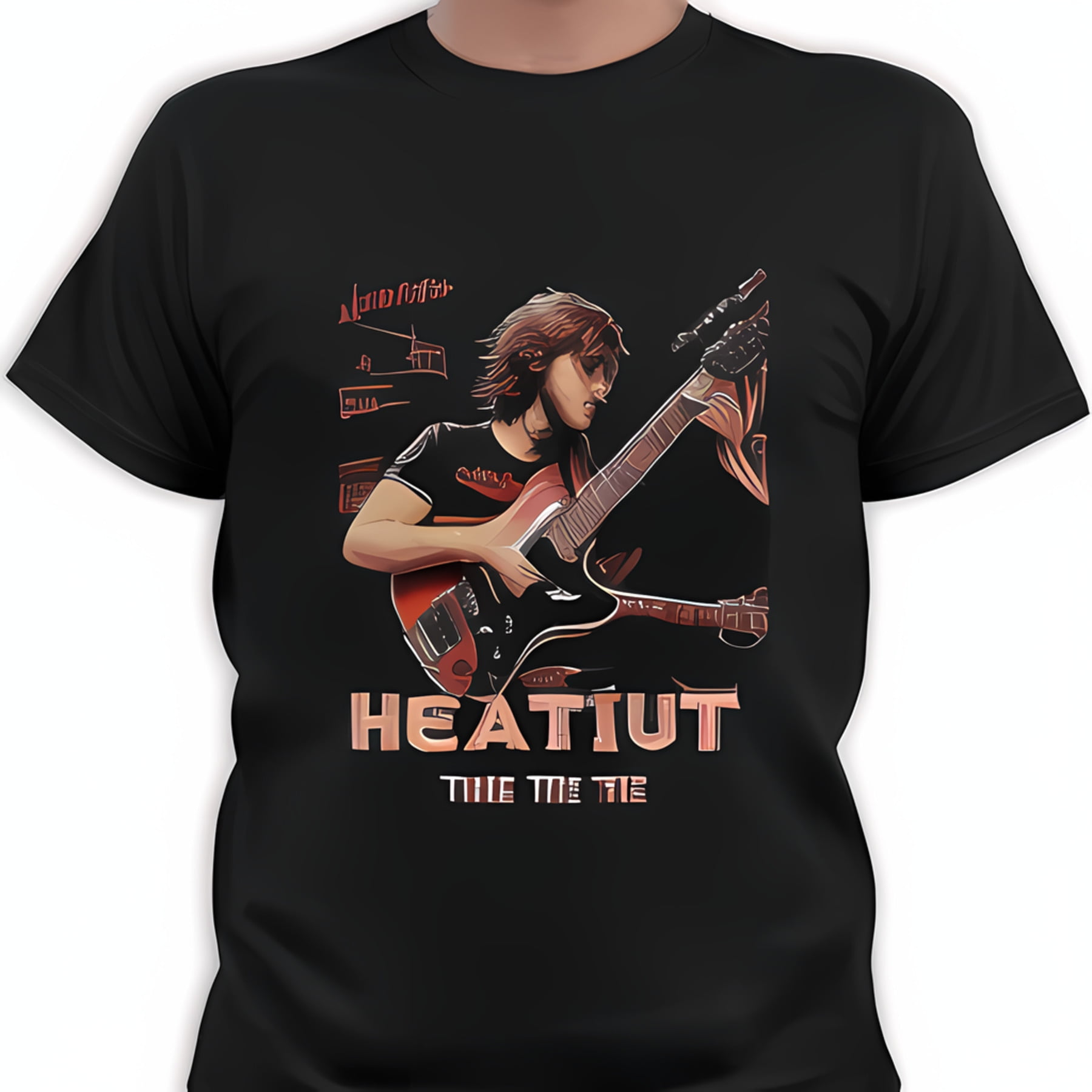Vintage Comics Style Guitar Player T-Shirt Design with Retro Text High ...