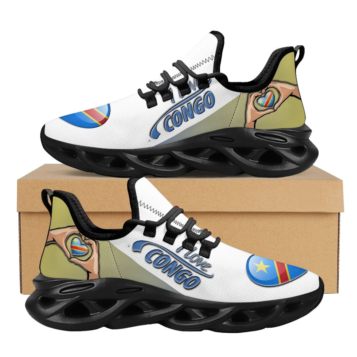 Vintage Congo Flag Design Mesh Shoes for Man Lightweight Lace up ...