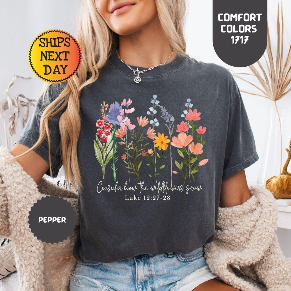 Vintage Consider How The Wildflowers Grow, Bible Verse, Wildflowers ...
