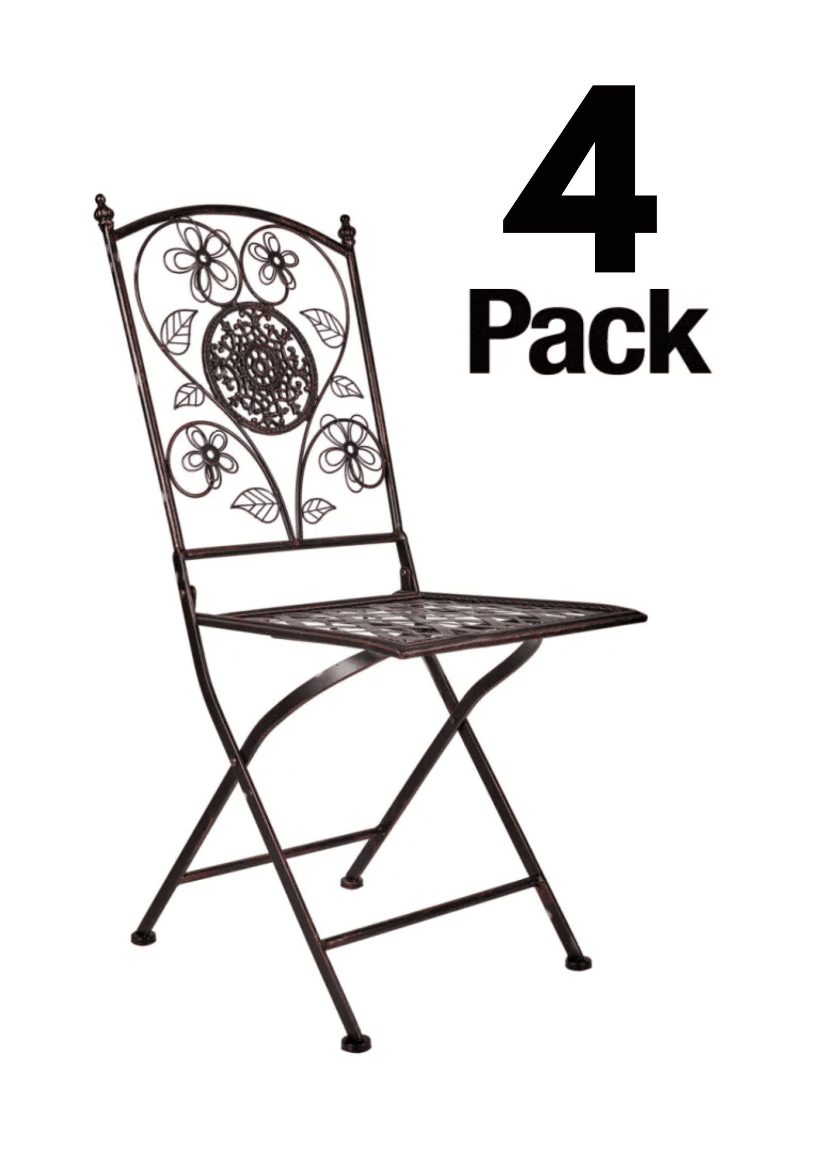 Vintage Copper Barcelona Bistro™ Folding Chair by Chivari, 4 Chair Bundle by Chivari - Walmart.com