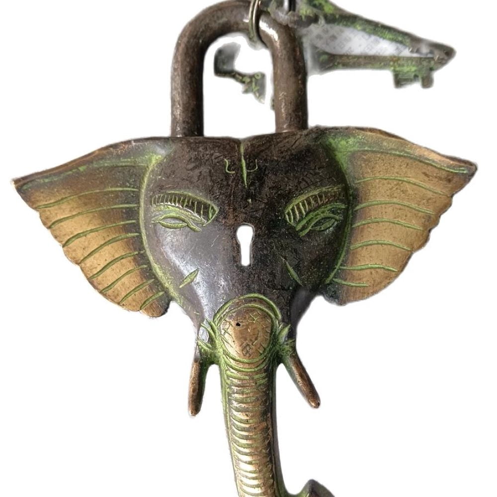 Vintage Copper Lock With Two Key Elephant Head Guardian Garden Home ...
