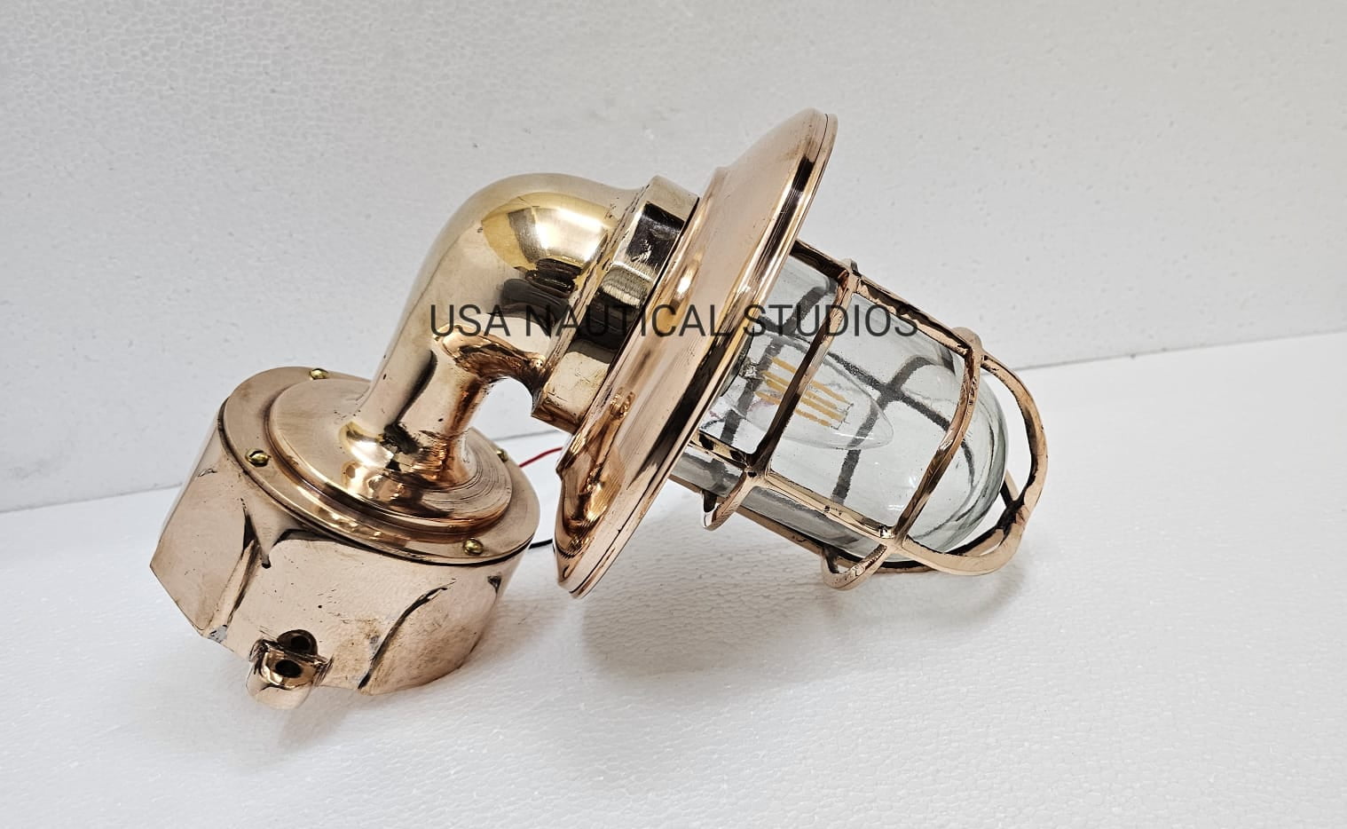 Vintage Copper Salvaged Bulkhead Light with Copper Shade and Junction ...