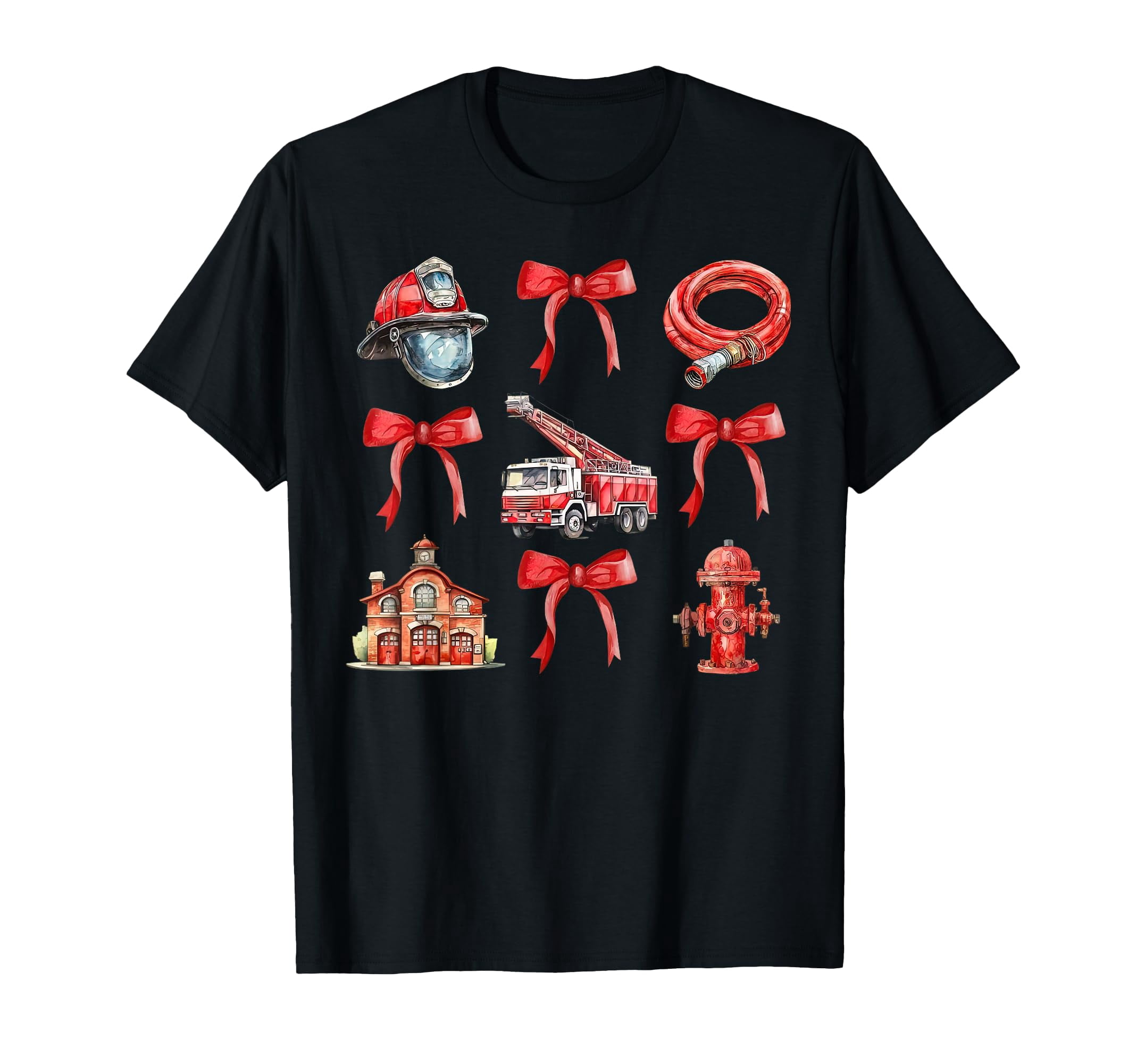 Vintage Coquette Firefighter Firehouse Fireman T-Shirt with Fun Fire ...