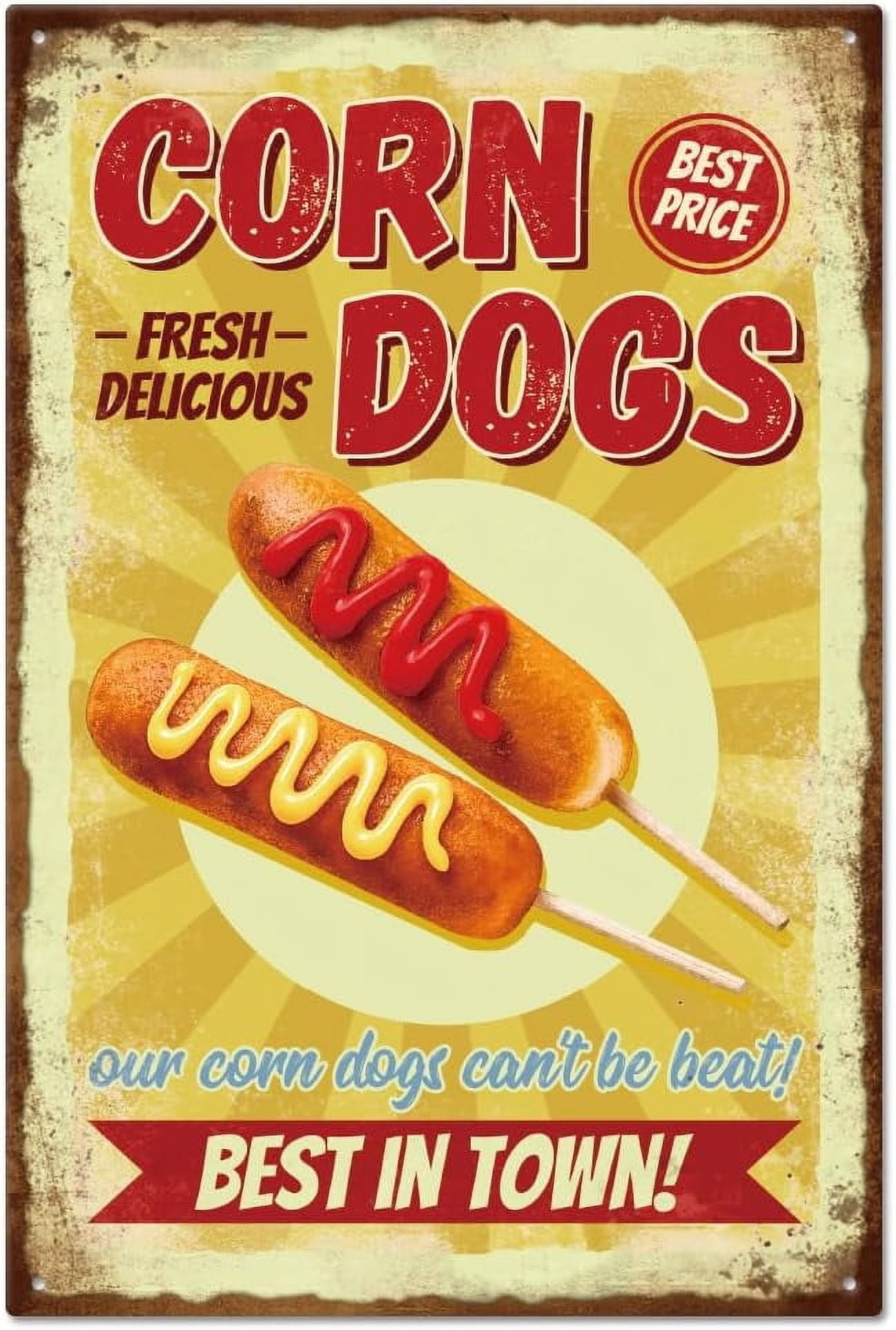 Vintage Corn-Dogs Tin Sign Fast Food Tin Sign Funny Metal Tin Sign Wall ...