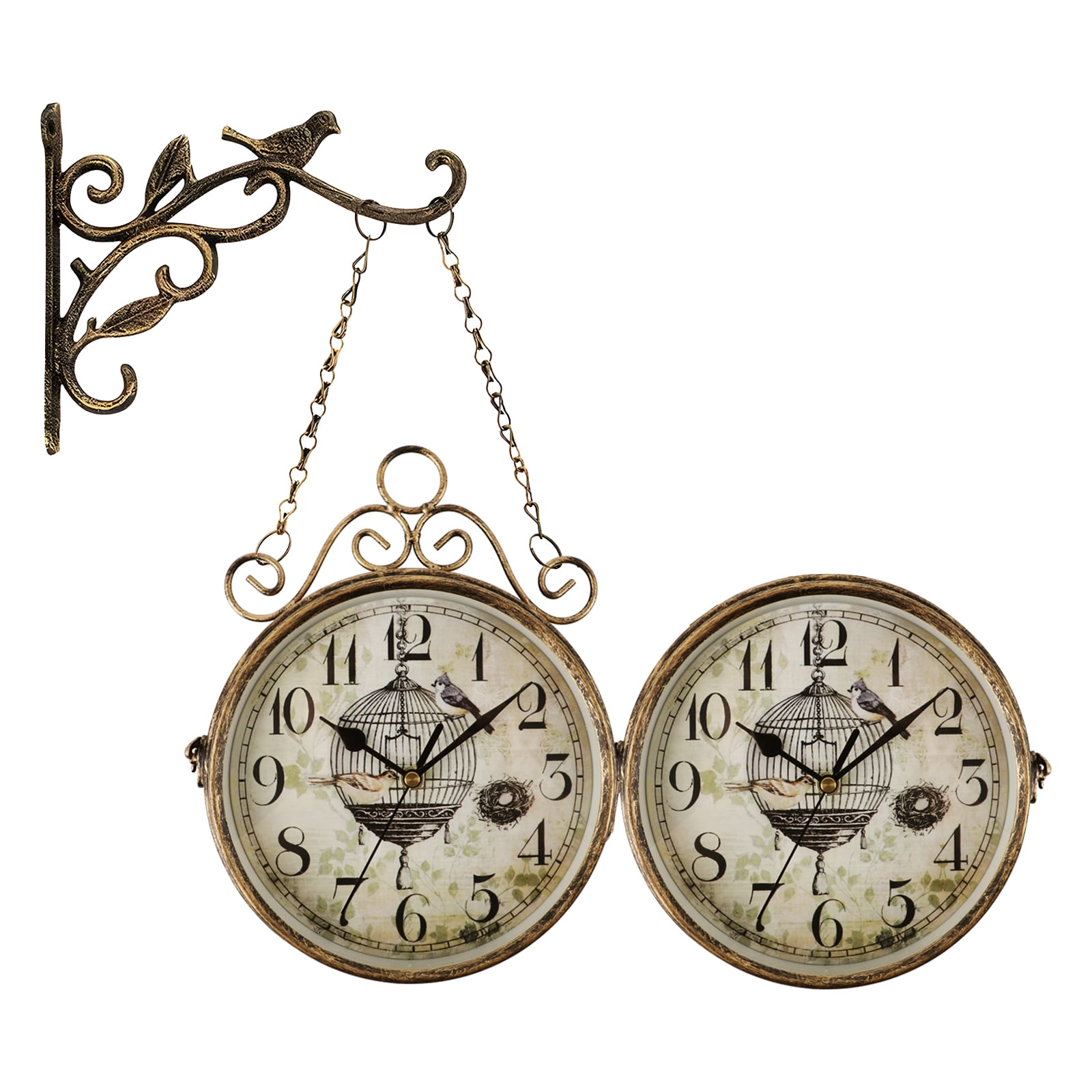 Vintage Corner Clock, 8" Double Sided Wall Clock with Mounting Bracket ...